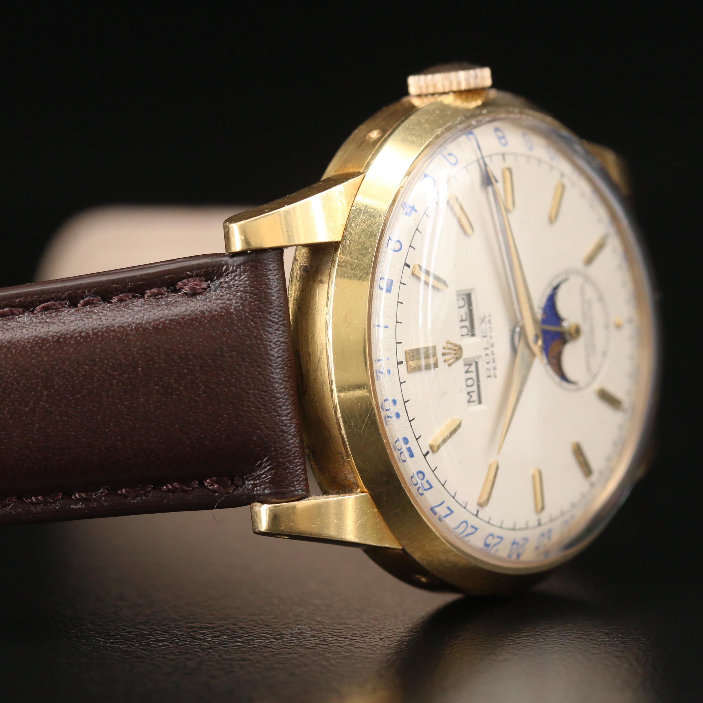 1952 Rolex "Padellone" Triple Date Moonphase 18K Gold Automatic ...