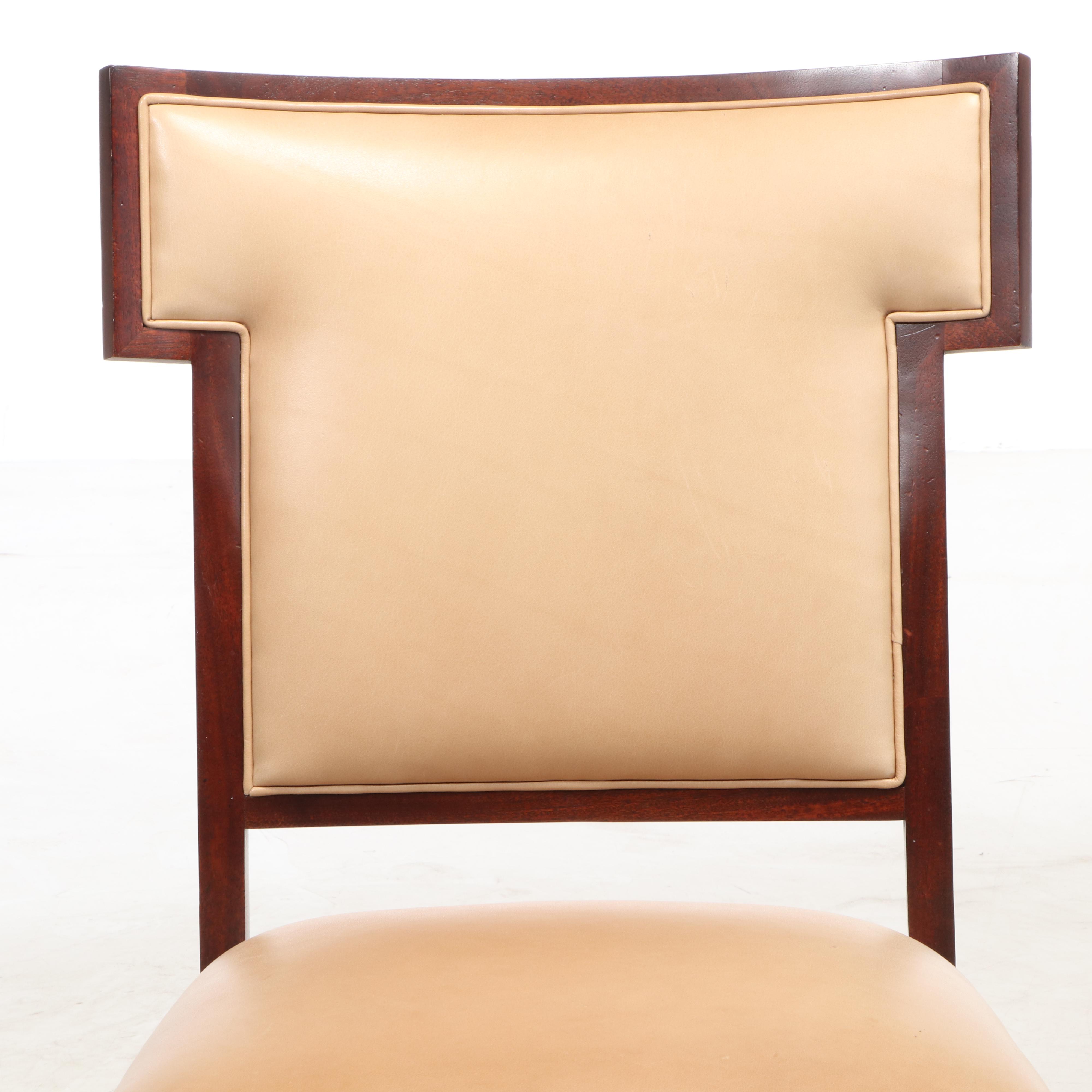 Set of Six Hickory Chair "Eva" Leather Side Chairs with Brass Nailhead ...