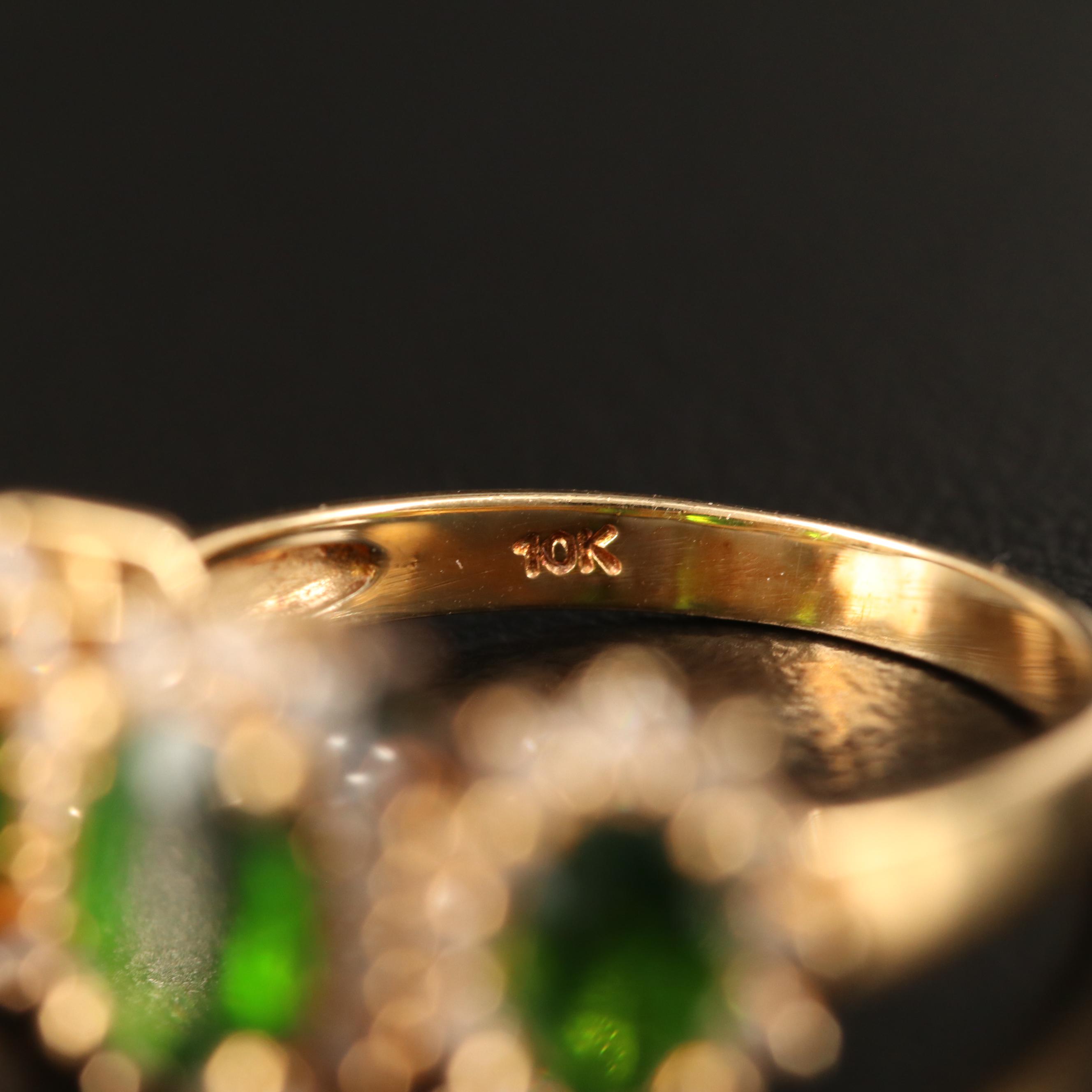 10K Diopside Ring with Diamond Halos | EBTH
