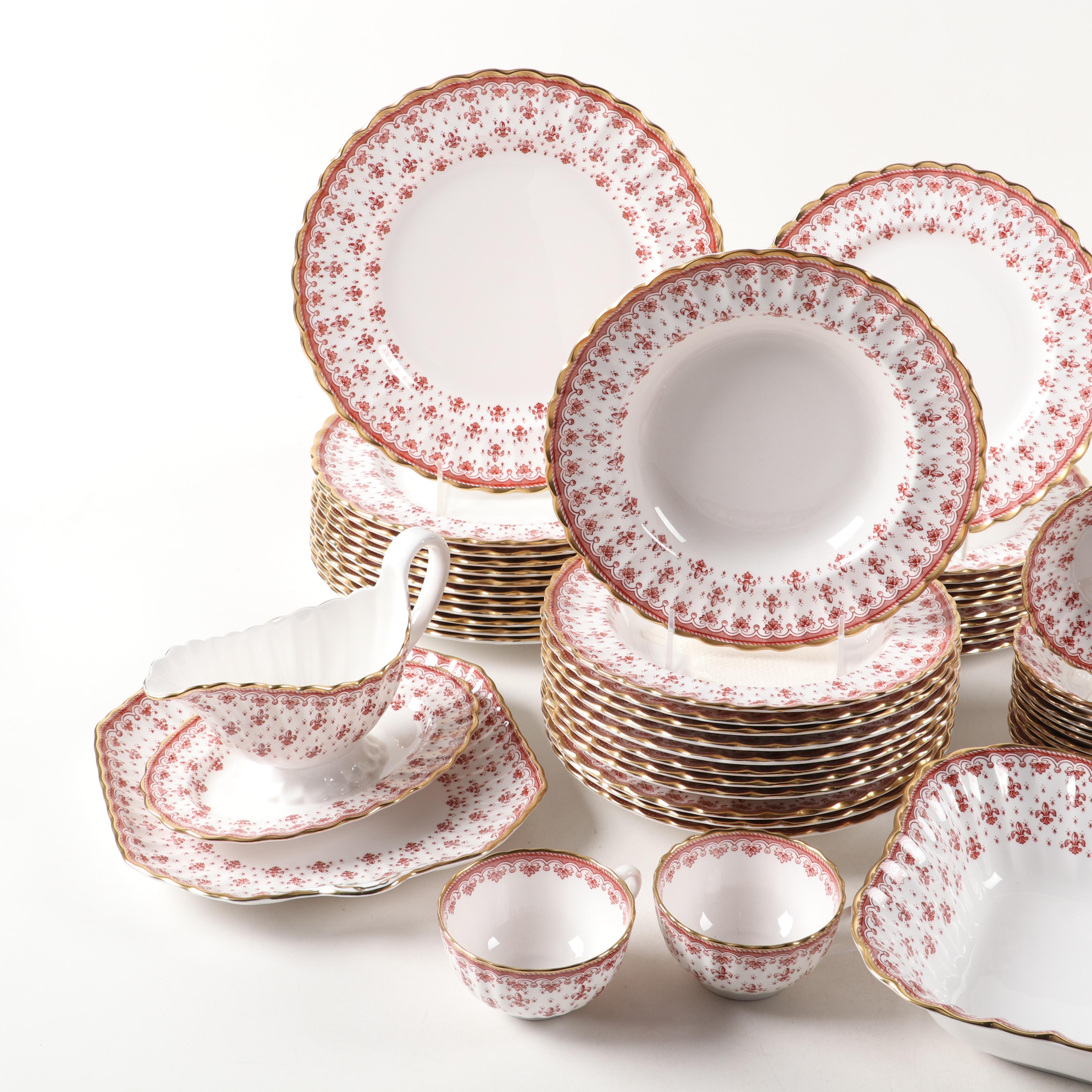 Spode "Fleur de Lys" Red Bone China Dinnerware, 1961–1994 | EBTH