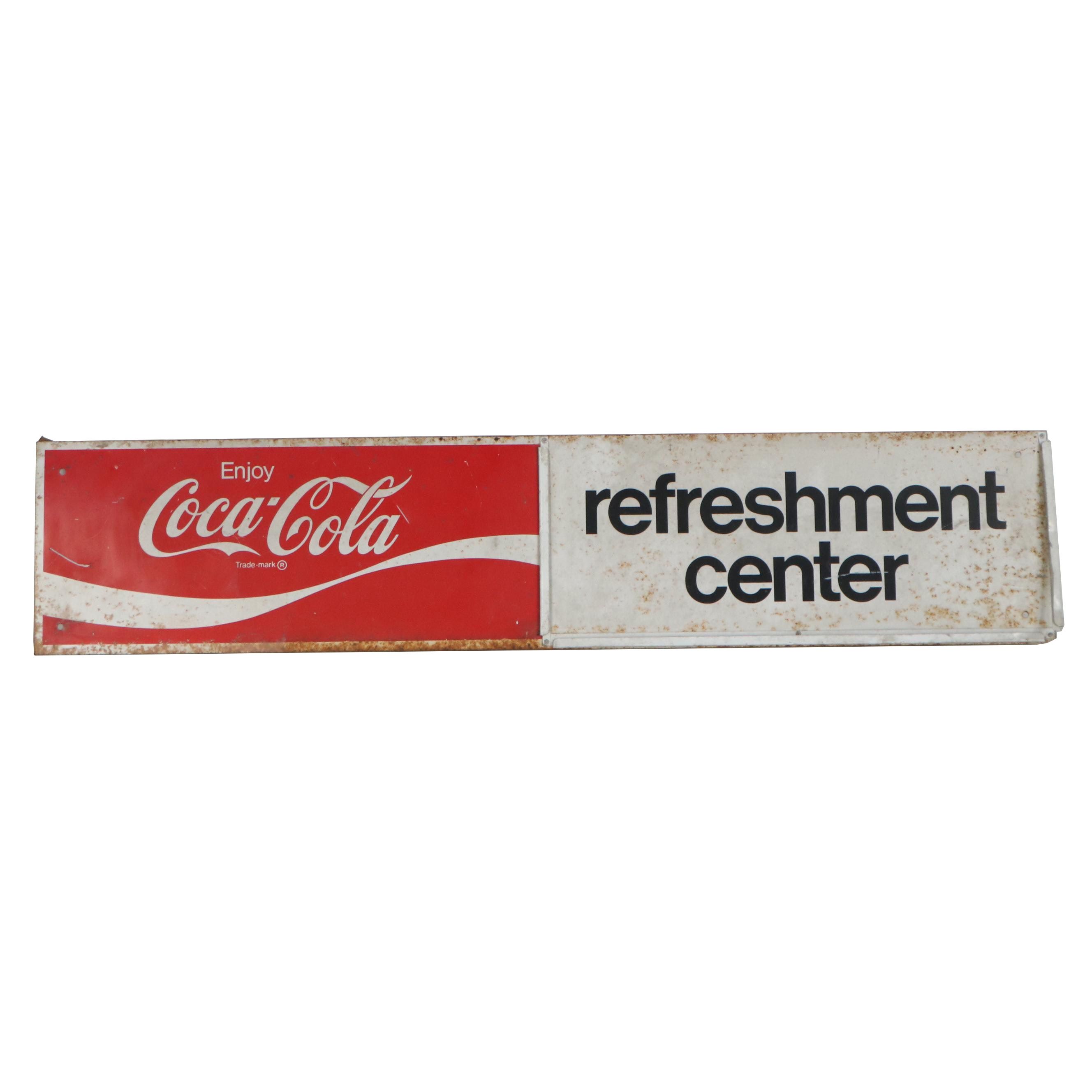 Coca-Cola Refreshment Center Metal Sign, Vintage | EBTH