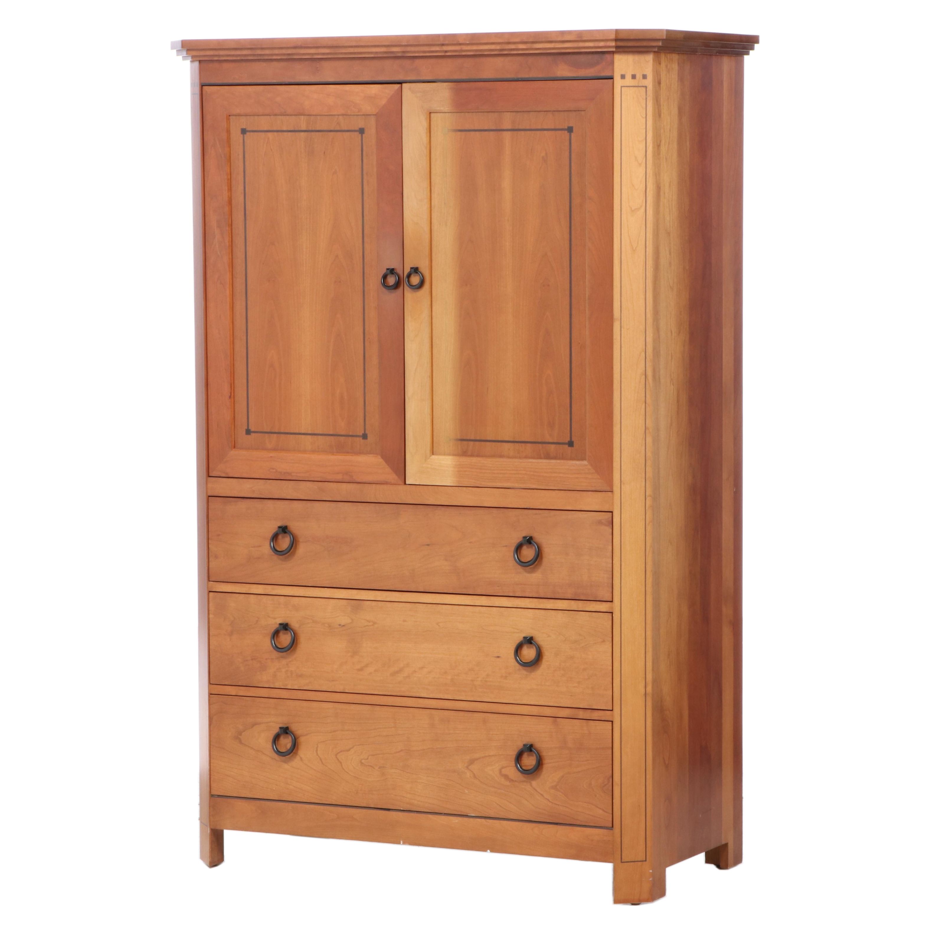 Stickley Arts and Crafts Style Cherrywood and Line-Inlaid Media ...