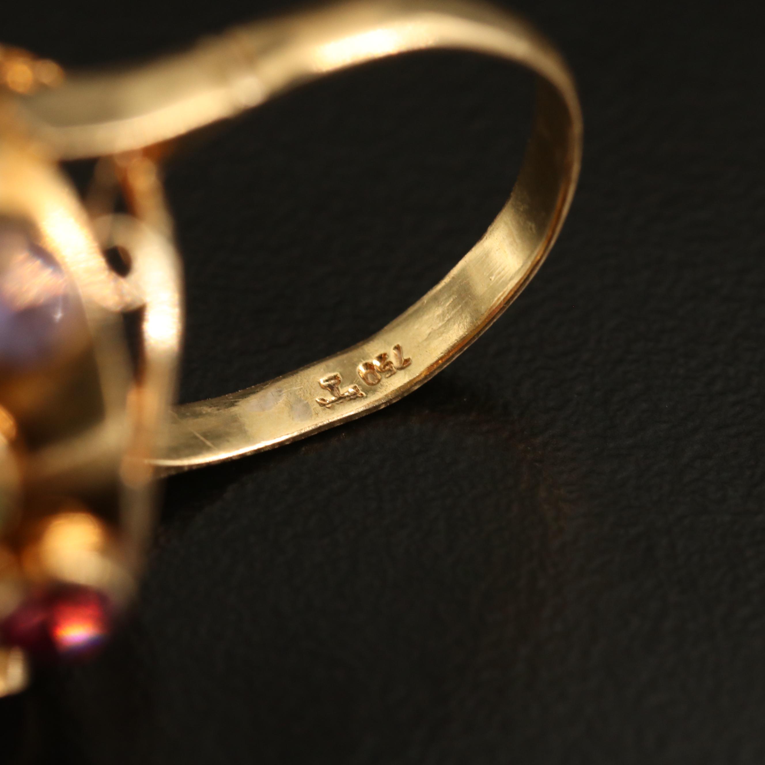 18K Sputnik Ring with Mixed Gemstones | EBTH