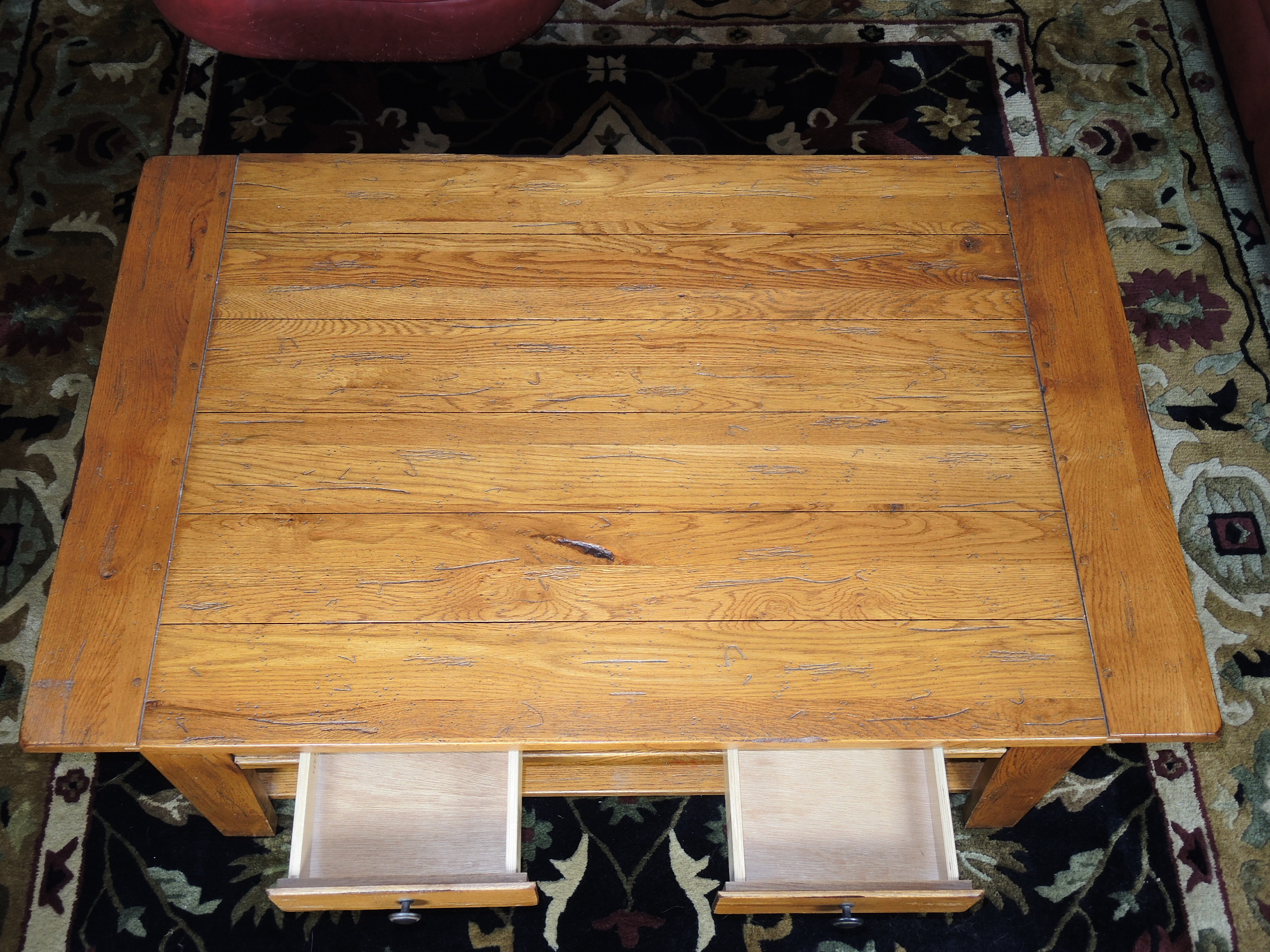 Broyhill "Attic Heirlooms" Oak Plank-Top Coffee Table | EBTH