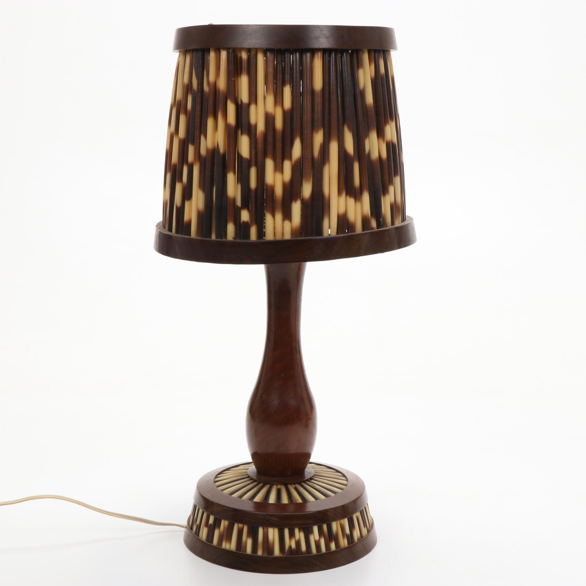 Ethiopian Porcupine Quill Detailed Table Lamps, Mid-20th Century | EBTH