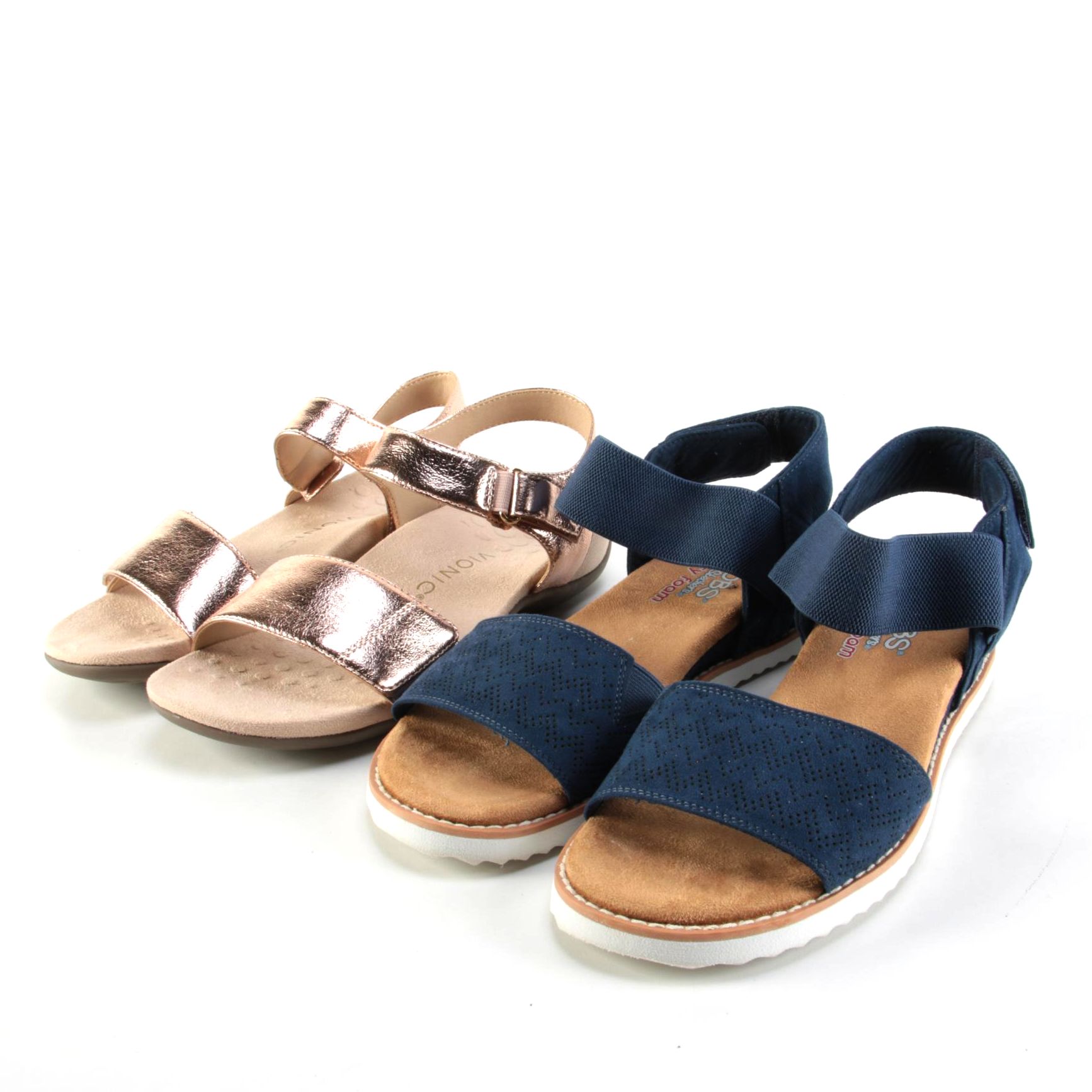 Vionic Navy Wedge Sandals and Bobs from Skechers Rose Gold Wedge ...