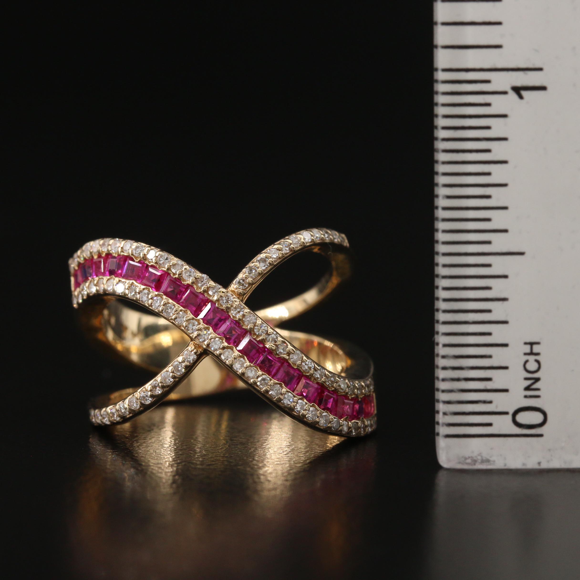 EFFY 14K Ruby and Diamond Crossover Ring | EBTH