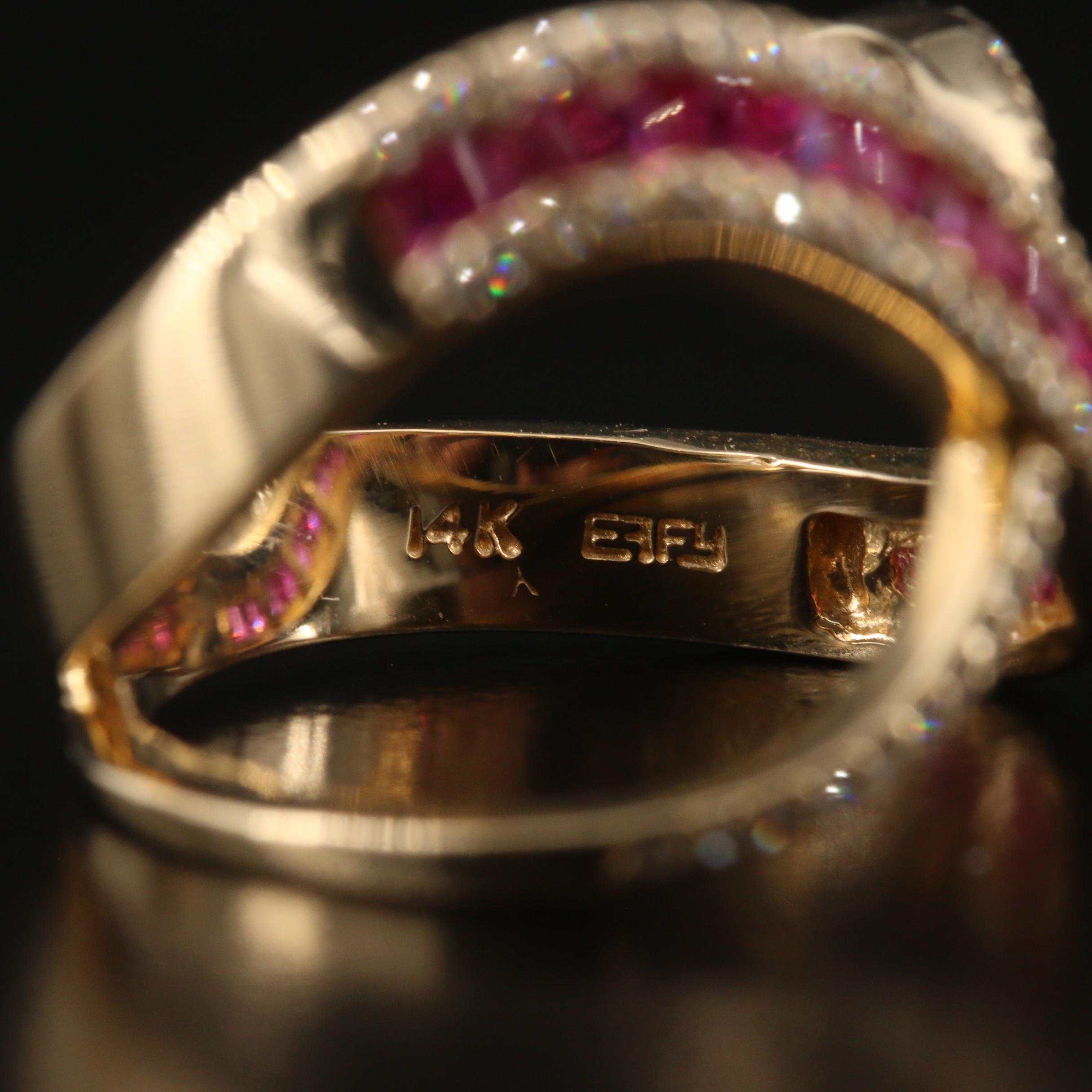 EFFY 14K Ruby and Diamond Crossover Ring | EBTH