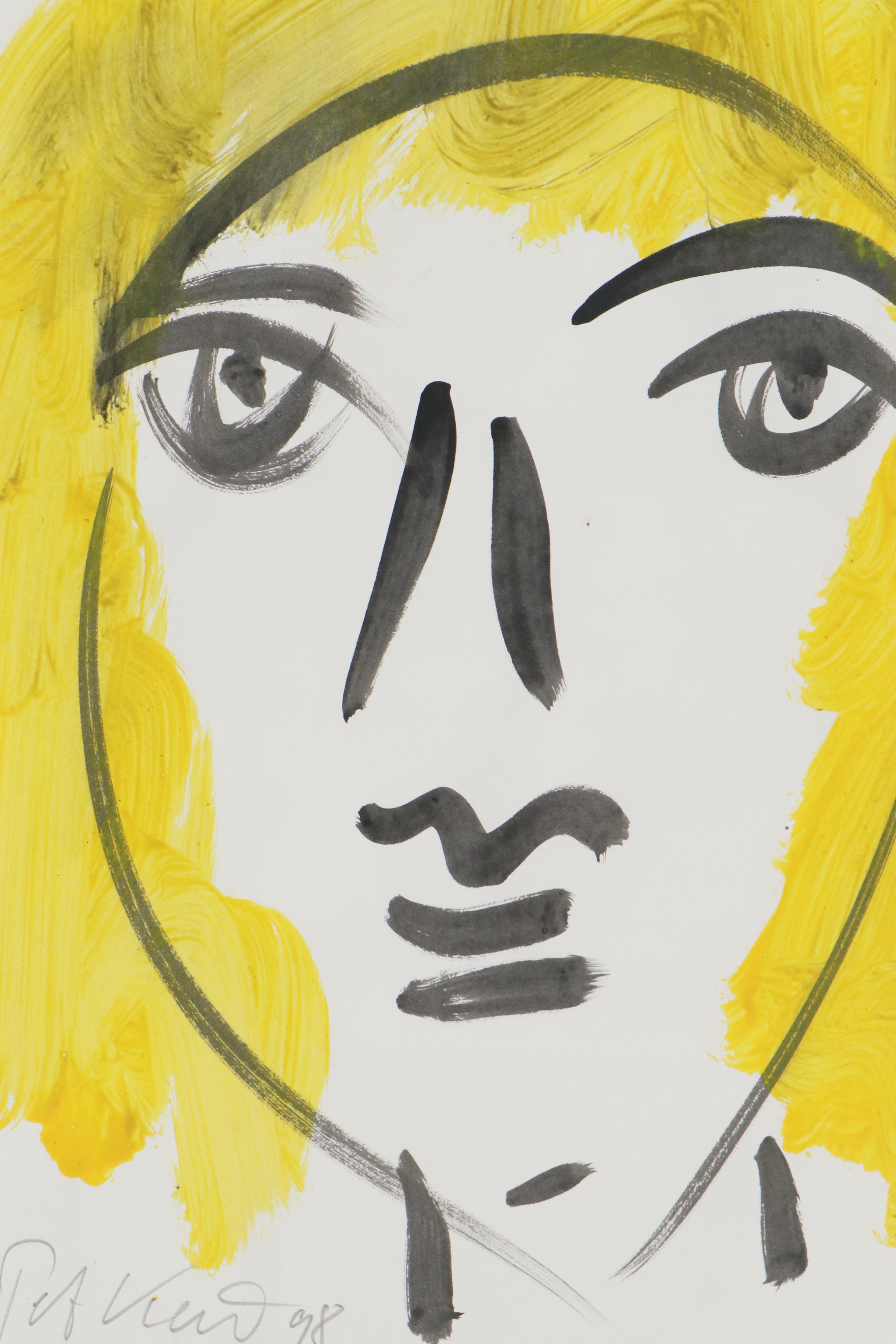 Peter Keil Abstract Portrait Mixed Media Painting, 1998 | EBTH