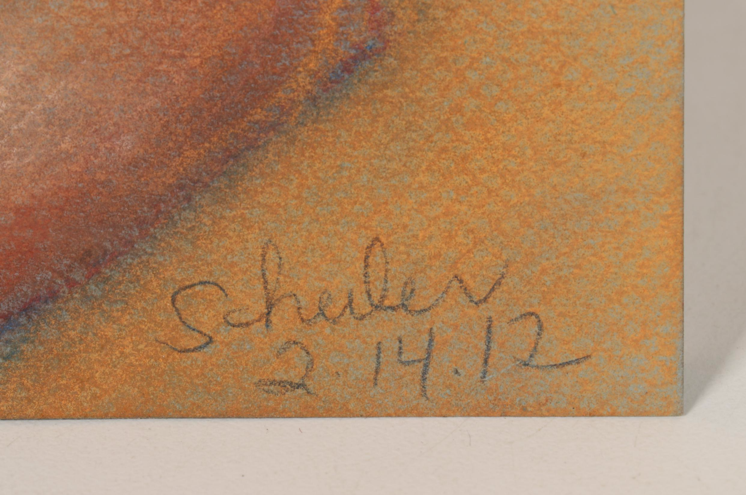 Janice Schuler Cubist Style Pastel Drawing of Figural Portrait with ...