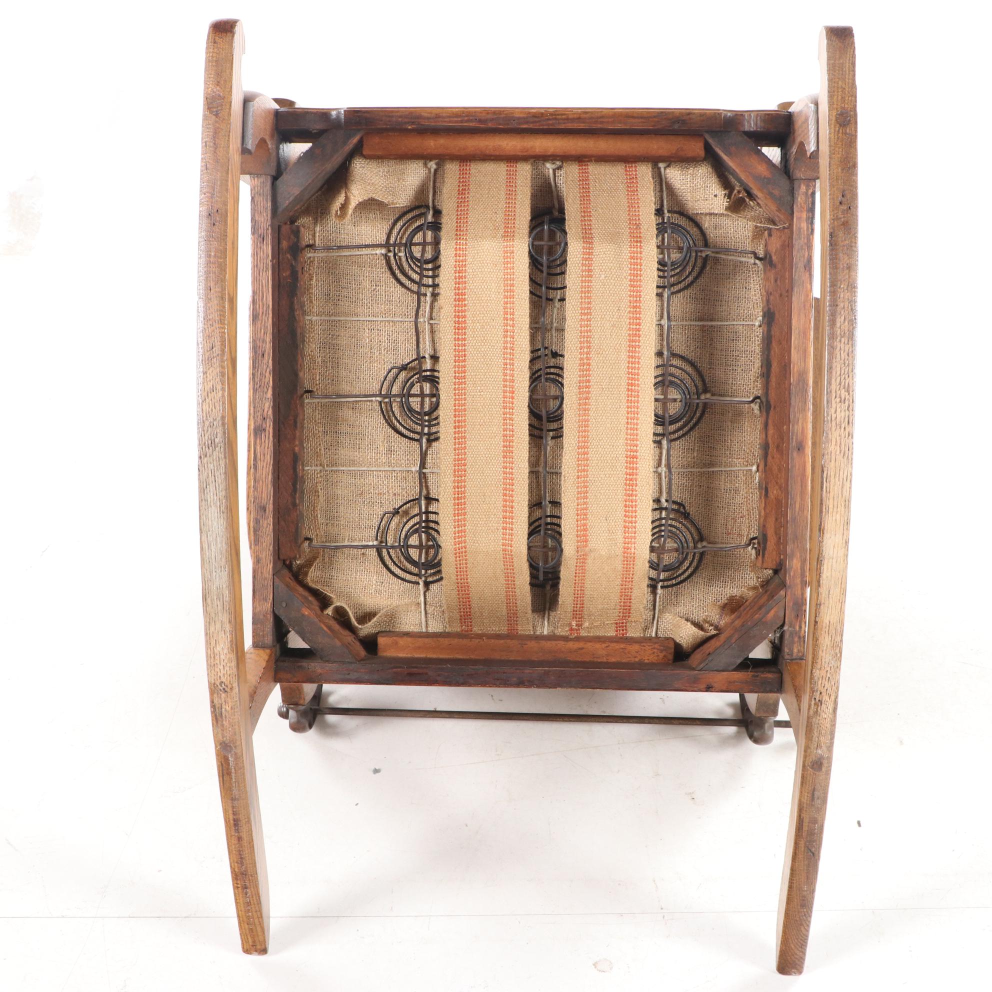 Late Victorian Quartersawn and Carved Oak Morris Rocker with Lion's ...