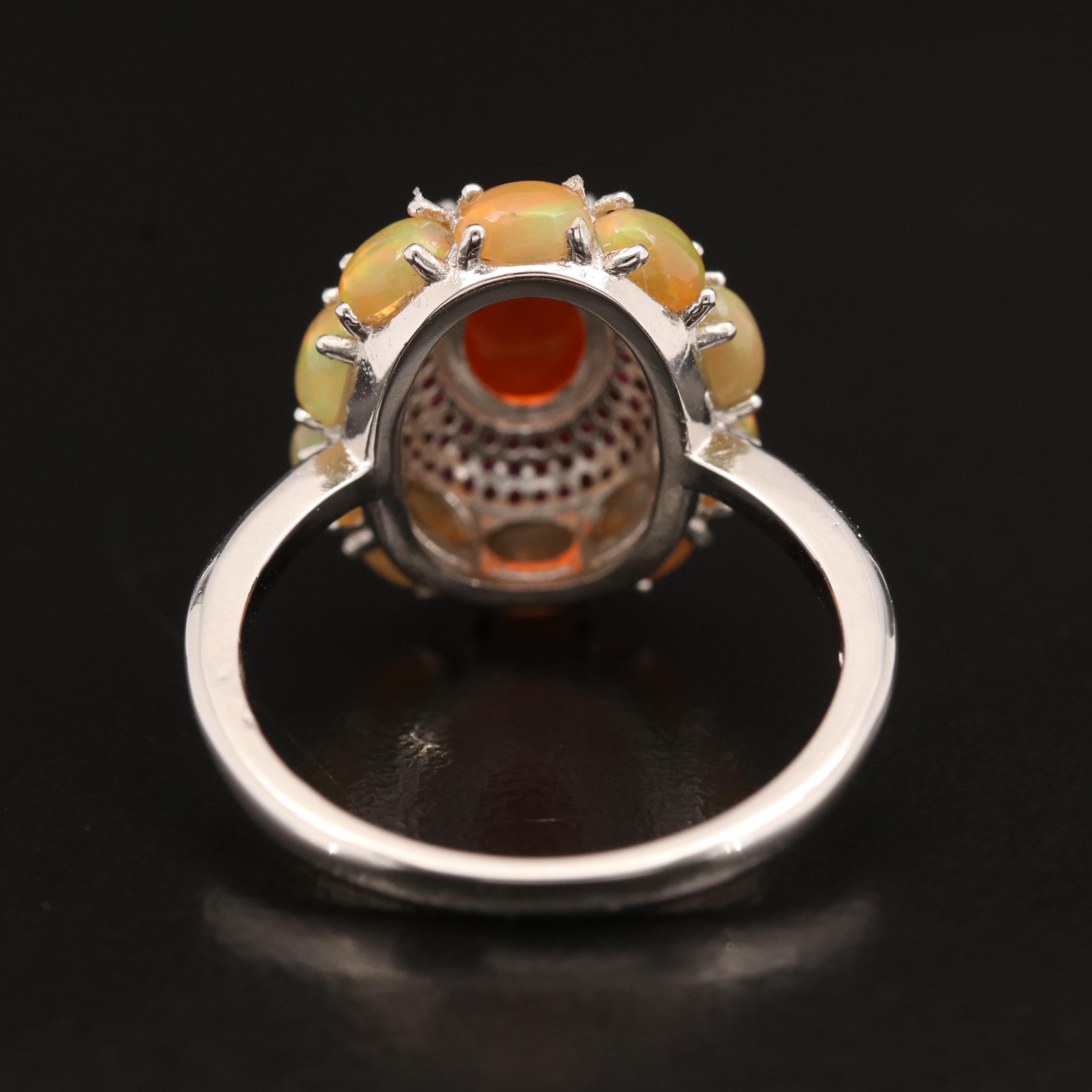 Sterling Opal and Ruby Ring | EBTH