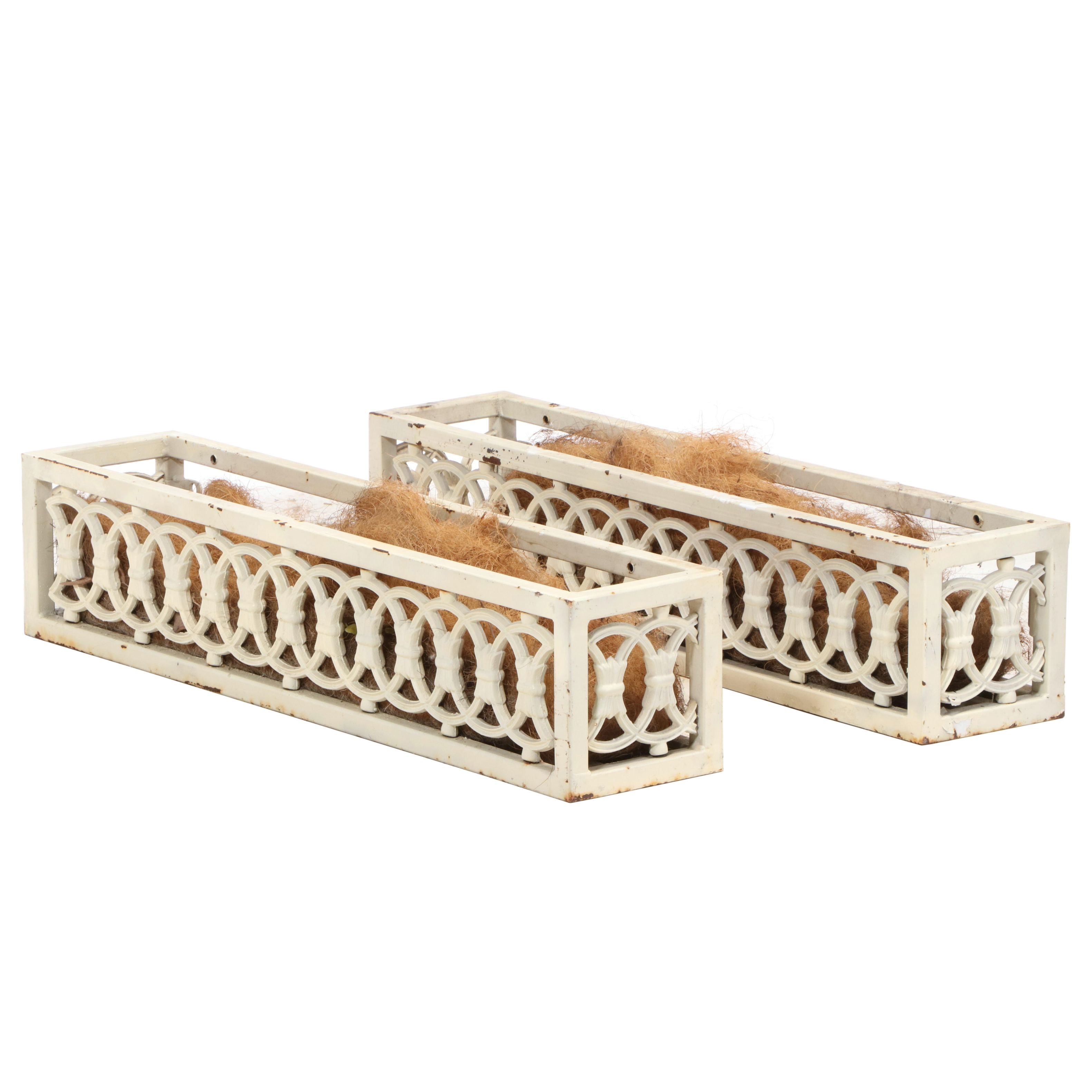 Pair of Painted Cast Iron Window Box Planters | EBTH