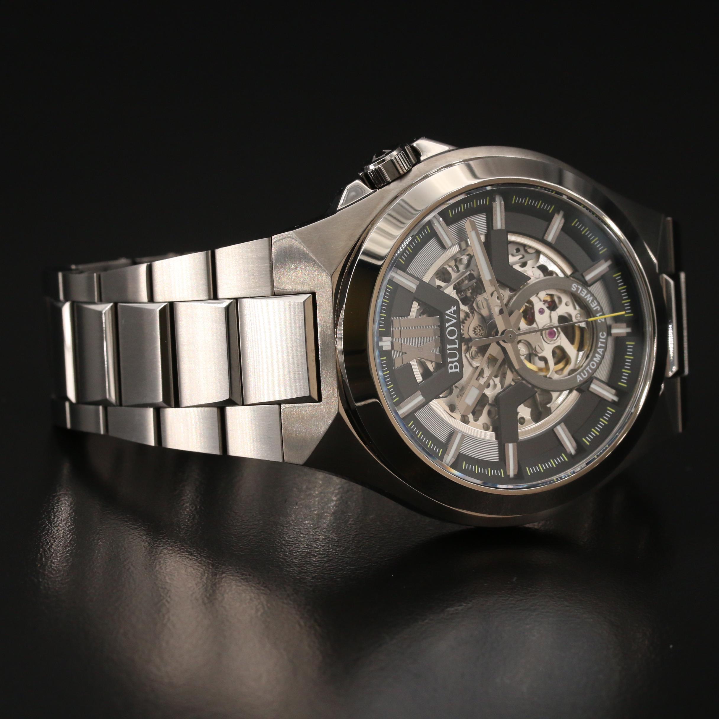 Bulova Maquina Skeleton Dial Gunmetal Automatic Wristwatch | EBTH