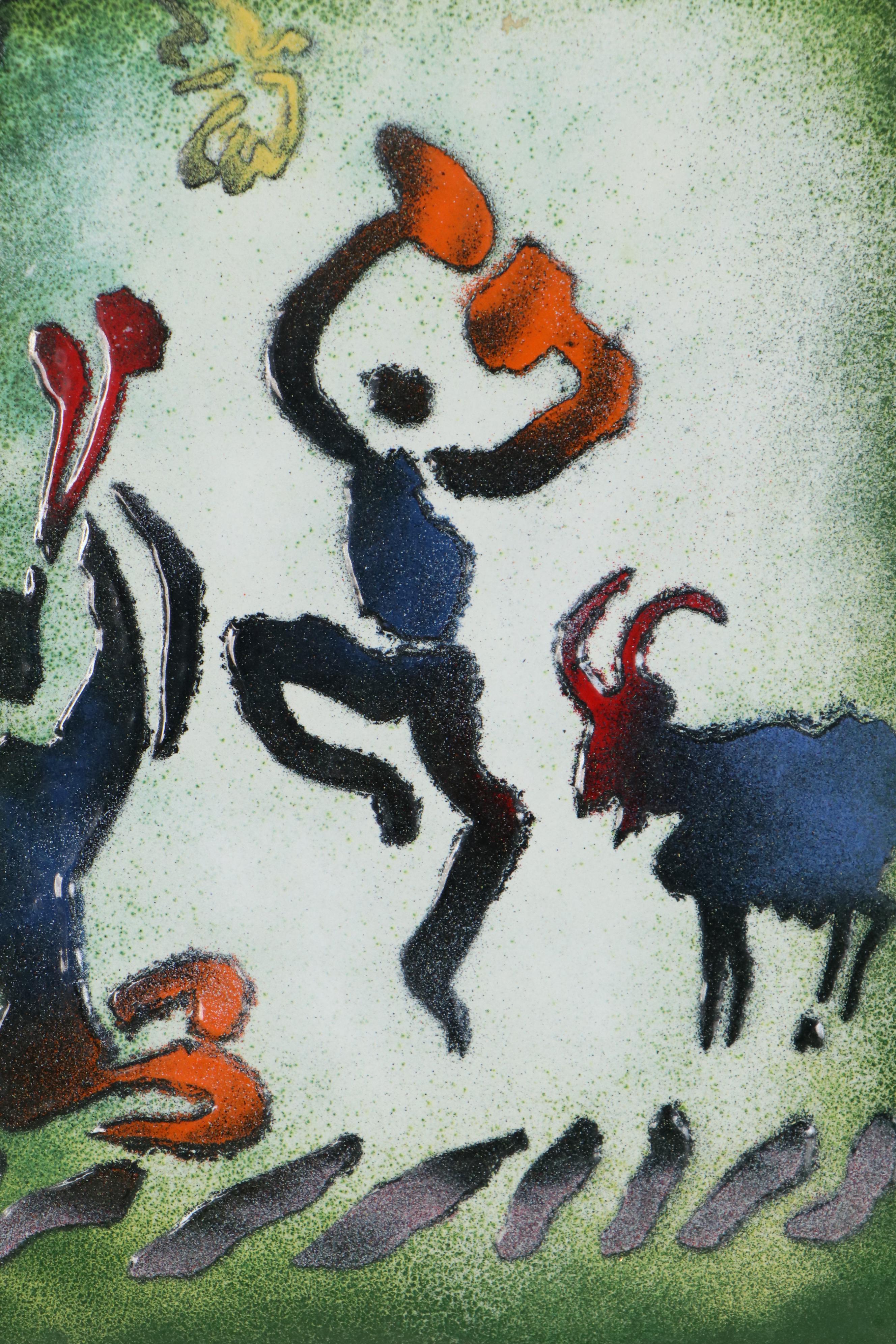 Enamel Painting on Copper after Pablo Picasso "The Flute Player" | EBTH