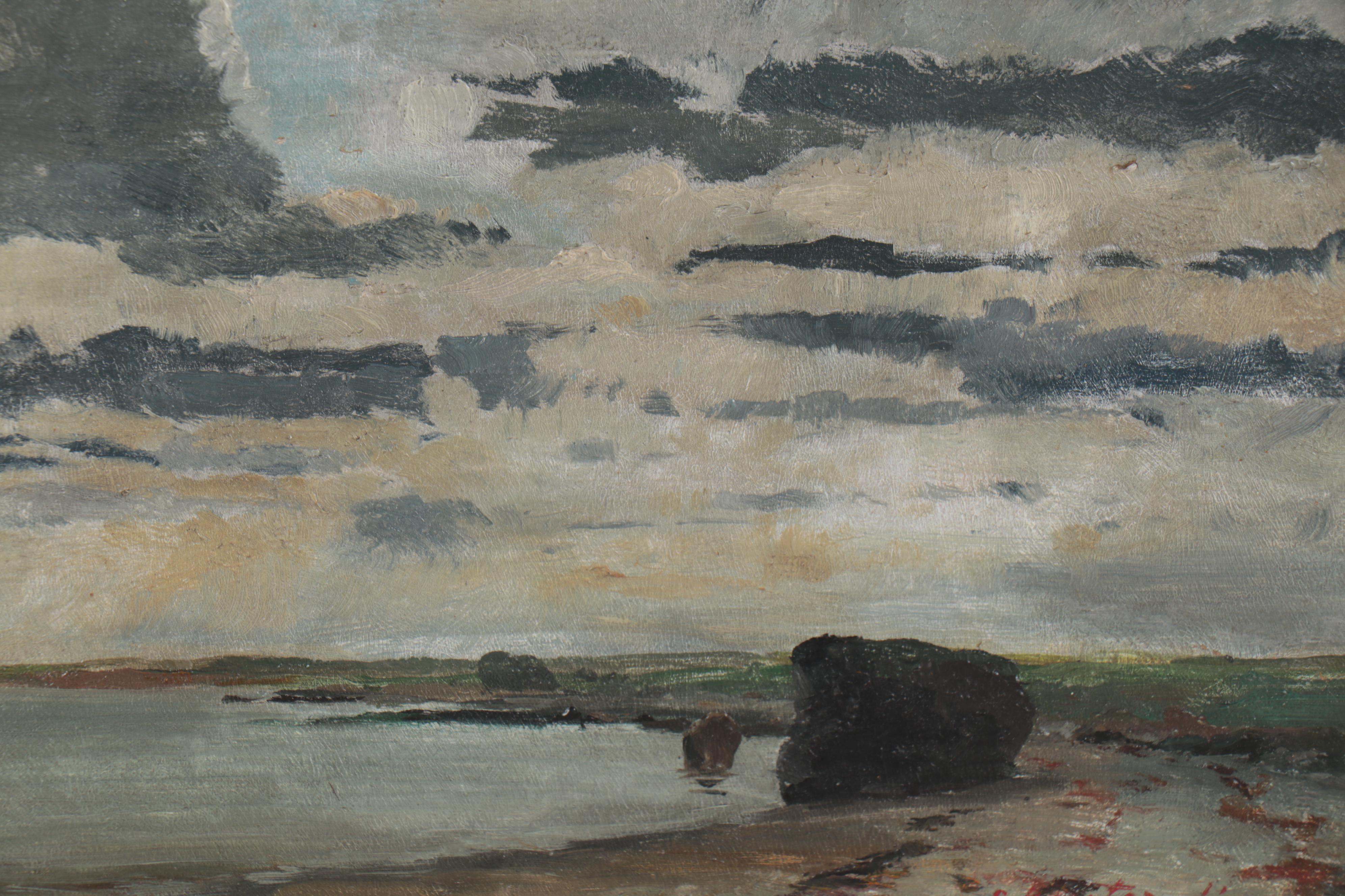Elijah Baxter Jr. Coastal Oil Painting of Cloudy Sky, Early 20th ...