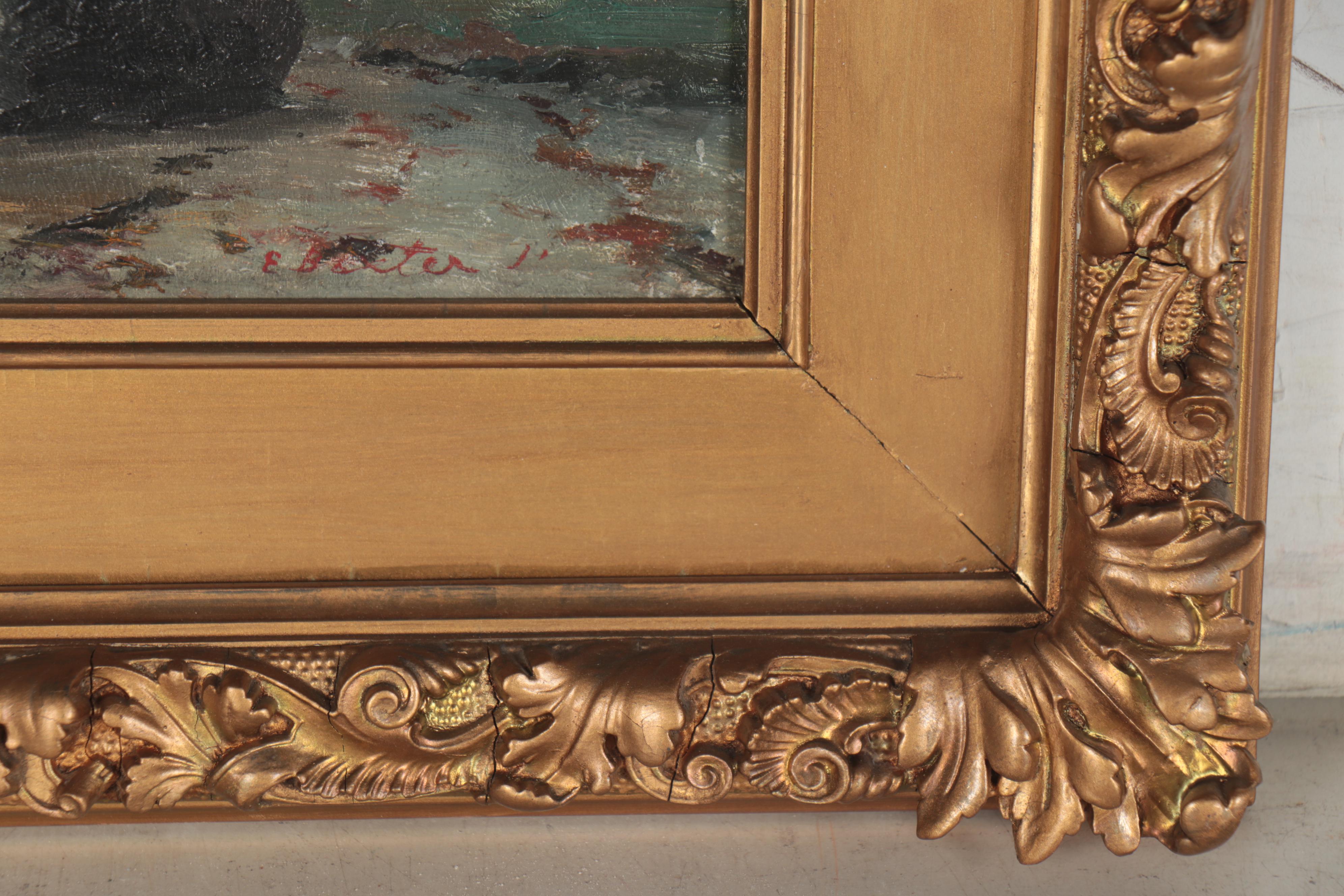 Elijah Baxter Jr. Coastal Oil Painting of Cloudy Sky, Early 20th ...