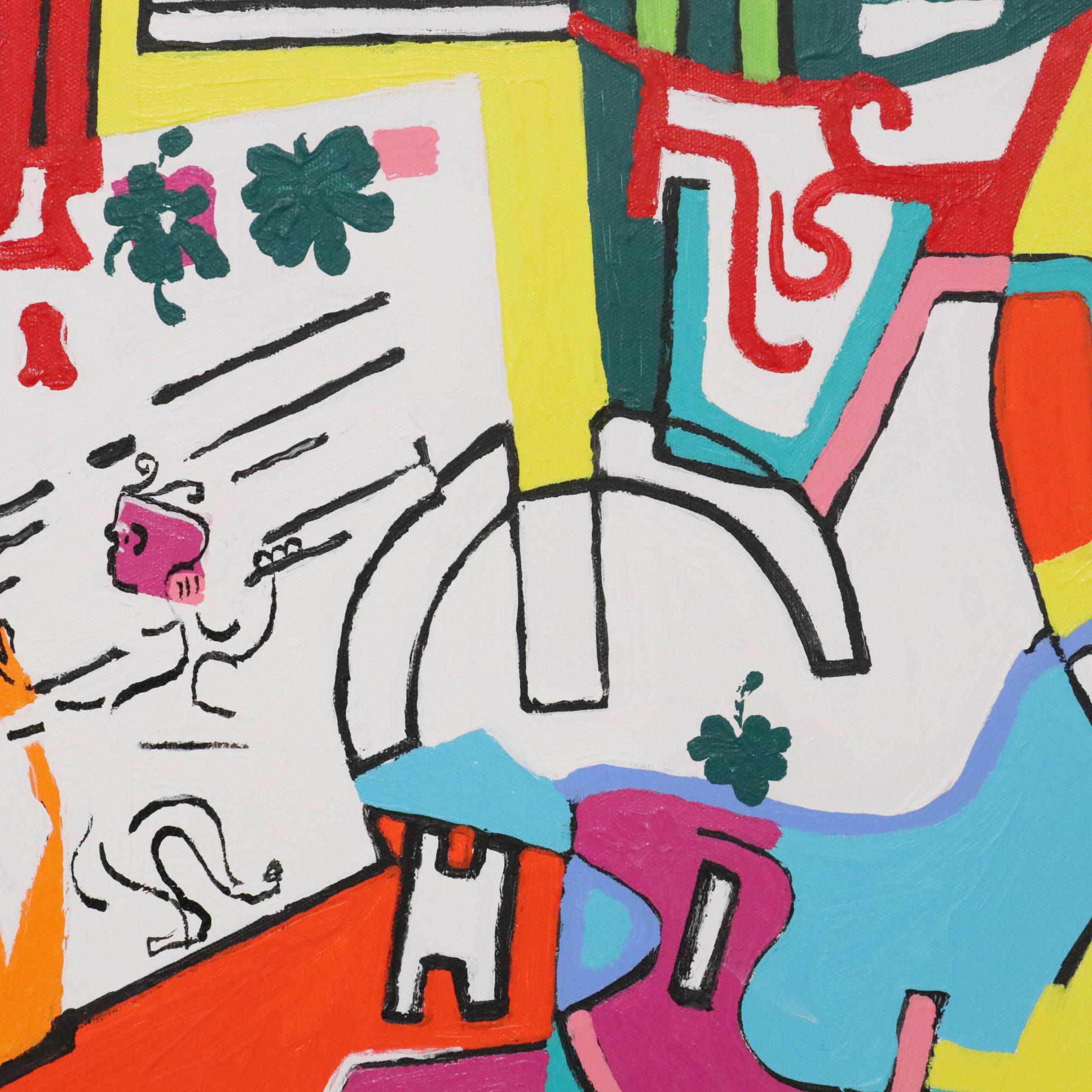 Phyllis Trager Hyman Abstract Acrylic Painting "Emergence," 2005 ...