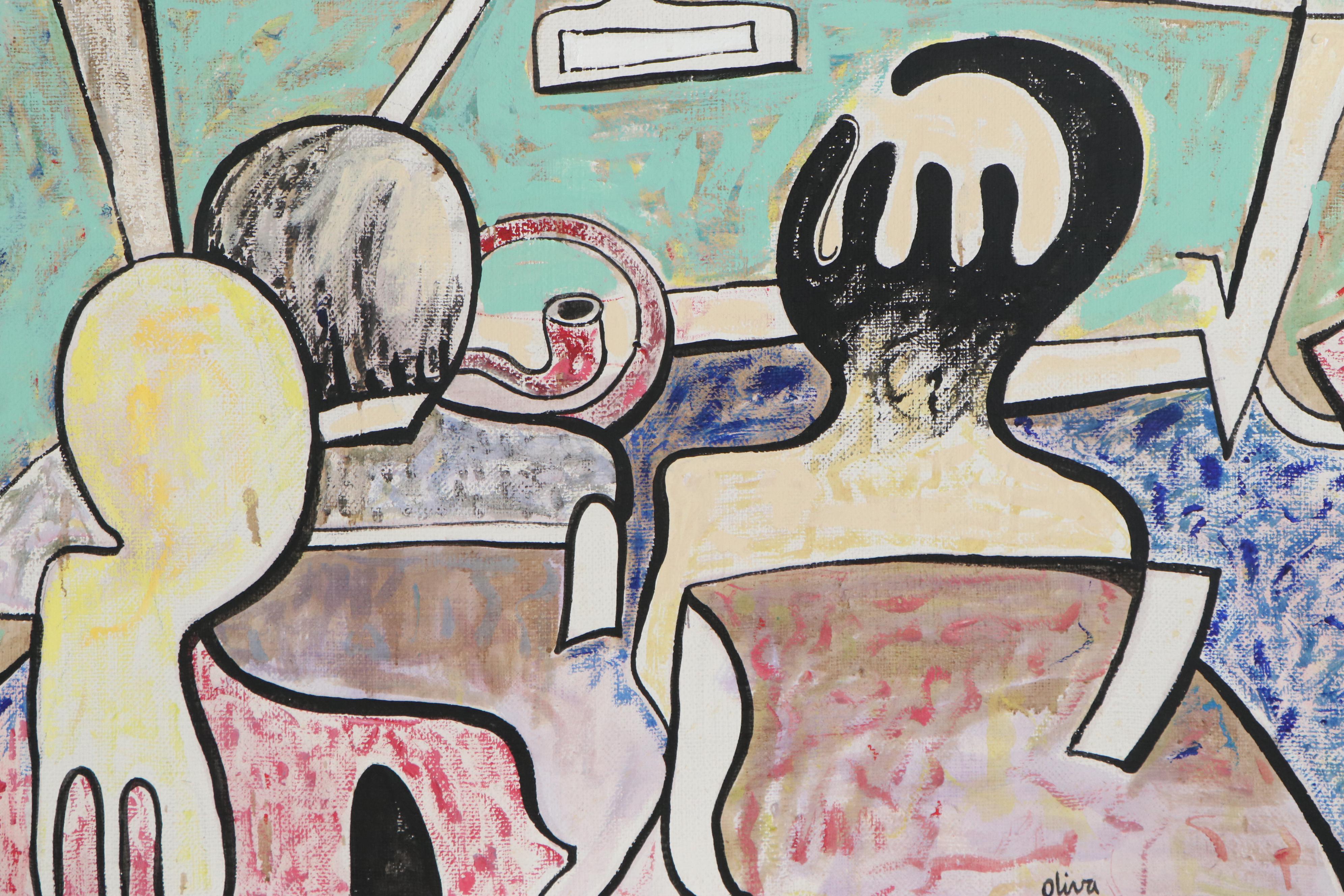 Eduardo Oliva Abstract Oil Painting "El Descapotable," 1989 | Everything But The House