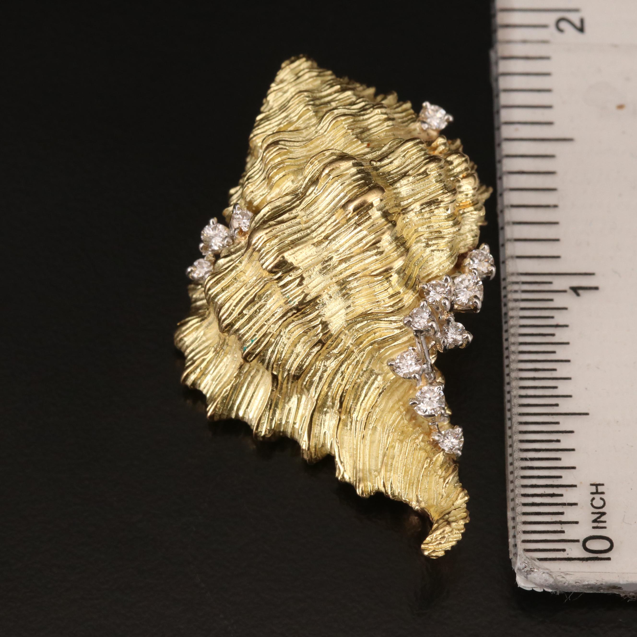 Vintage Kurt Wayne 18K Diamond Conch Shell Brooch | Everything But The ...