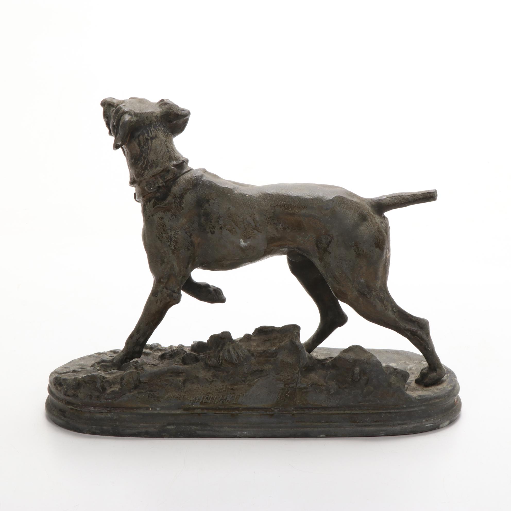 Nicholas Muller & Sons Cast Spelter Dog Sculpture, 1889 | EBTH