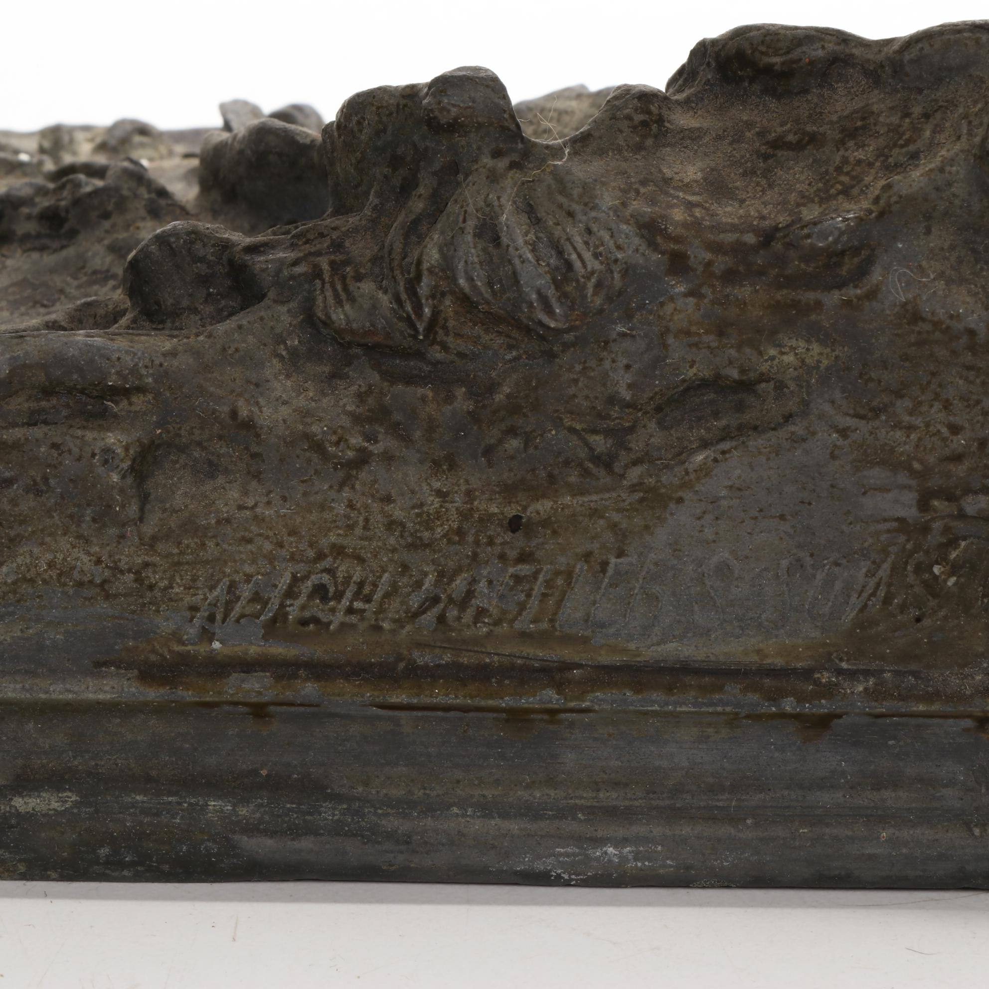 Nicholas Muller & Sons Cast Spelter Dog Sculpture, 1889 | EBTH