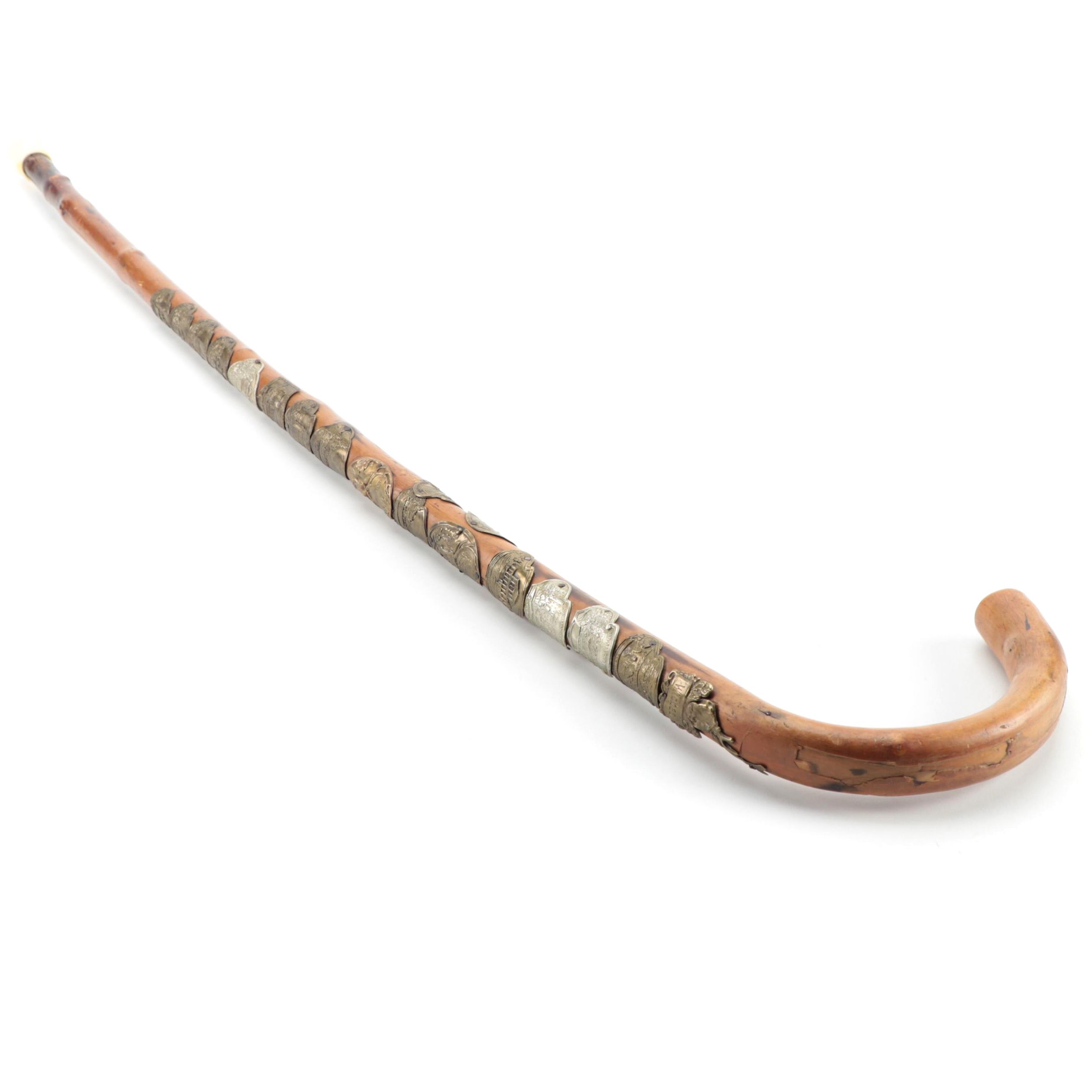 German Alpine Walking Stick with Hiking Medallions | EBTH