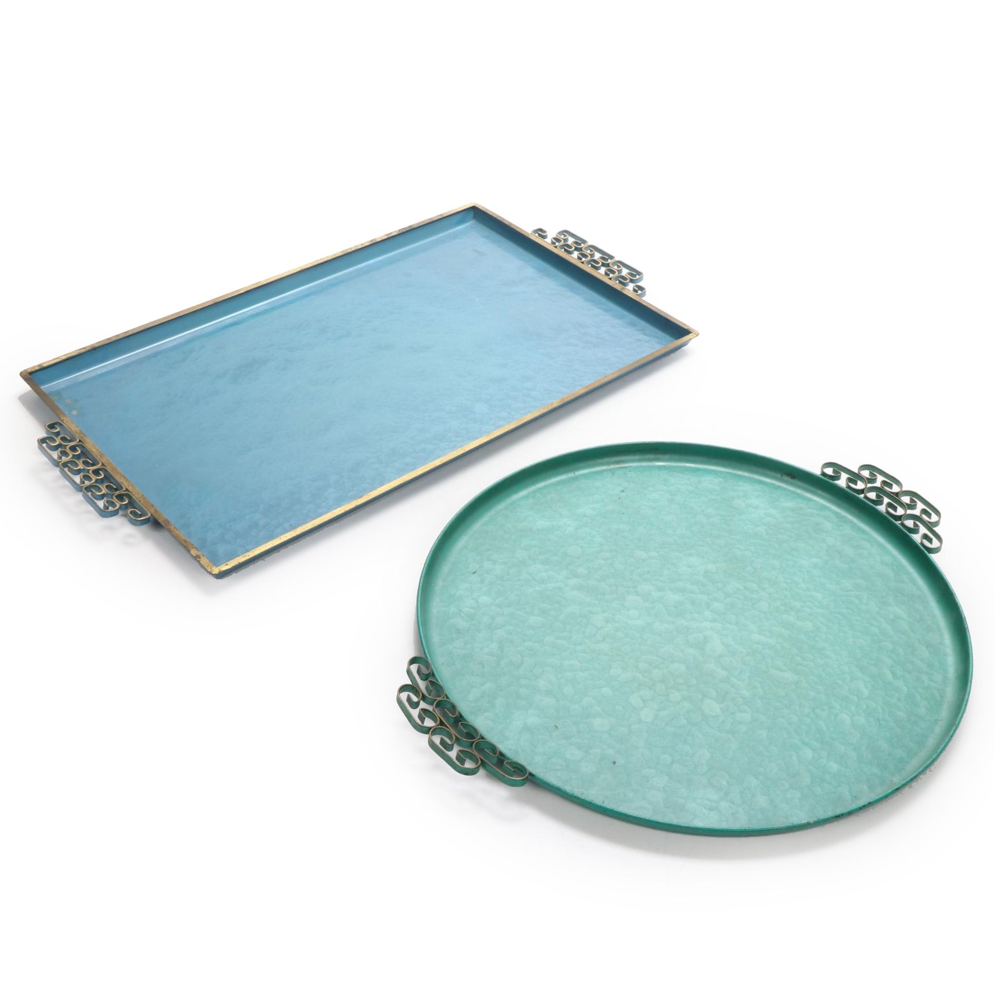 Moiré Glaze Enameled Metal Serving Trays Designed by Harry Allen Kyes | EBTH