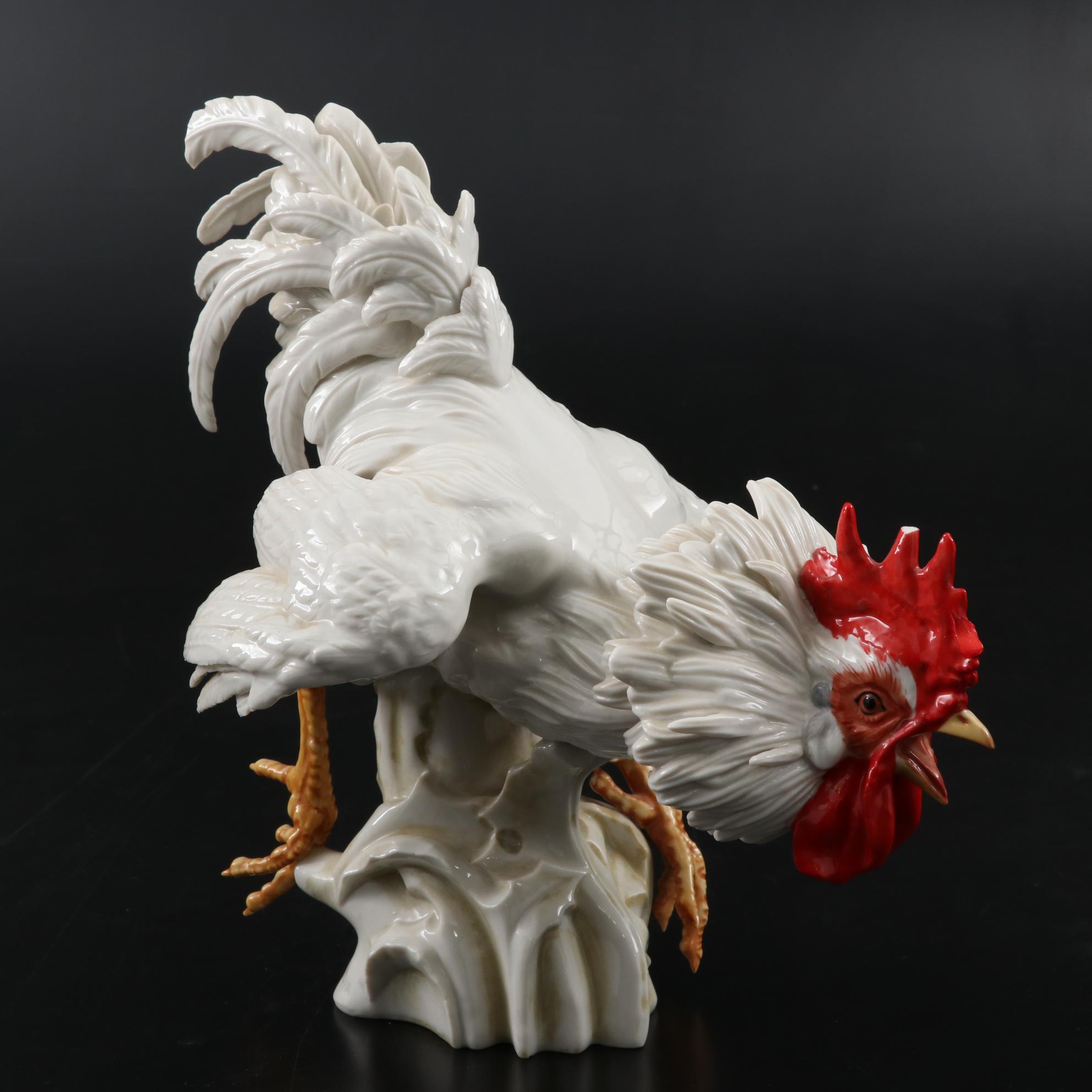 Spanish Algora Porcelain Fighting Cocks Figurines, Mid to Late 20th ...