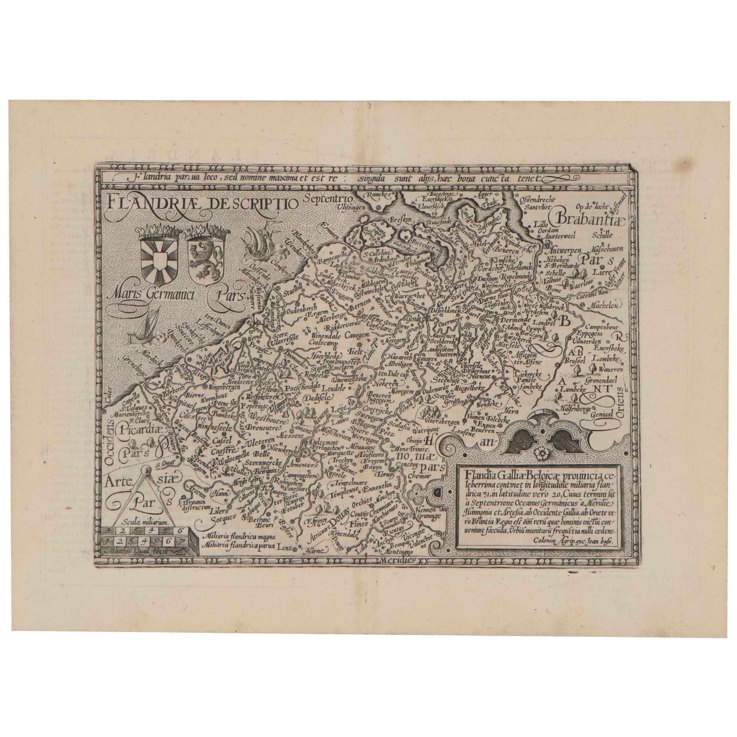 Matthias Quad Engraved Map of Belgium, 1596 | EBTH