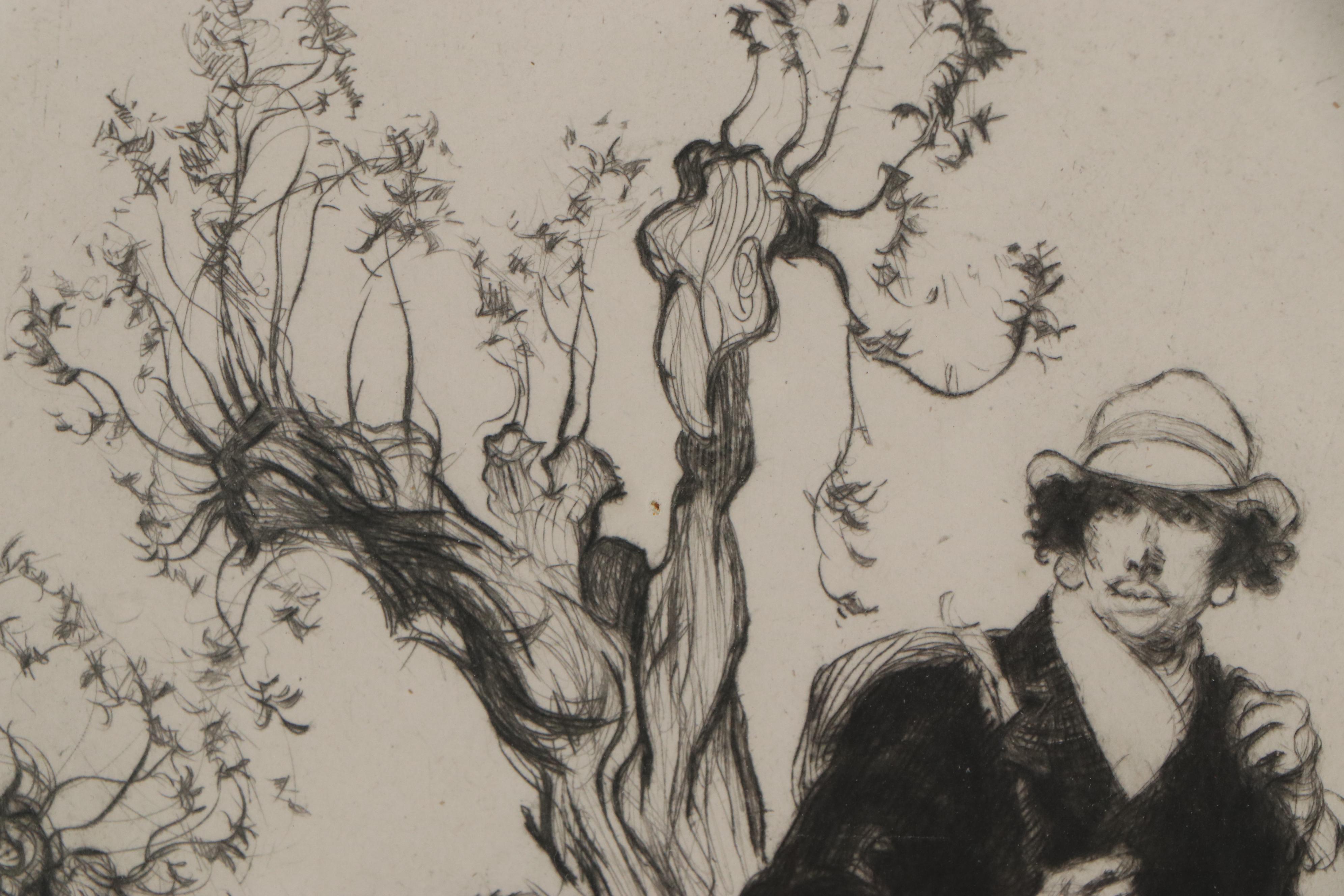 Edward Frank Gillett Etching of Man with Bear, Early 20th Century | EBTH