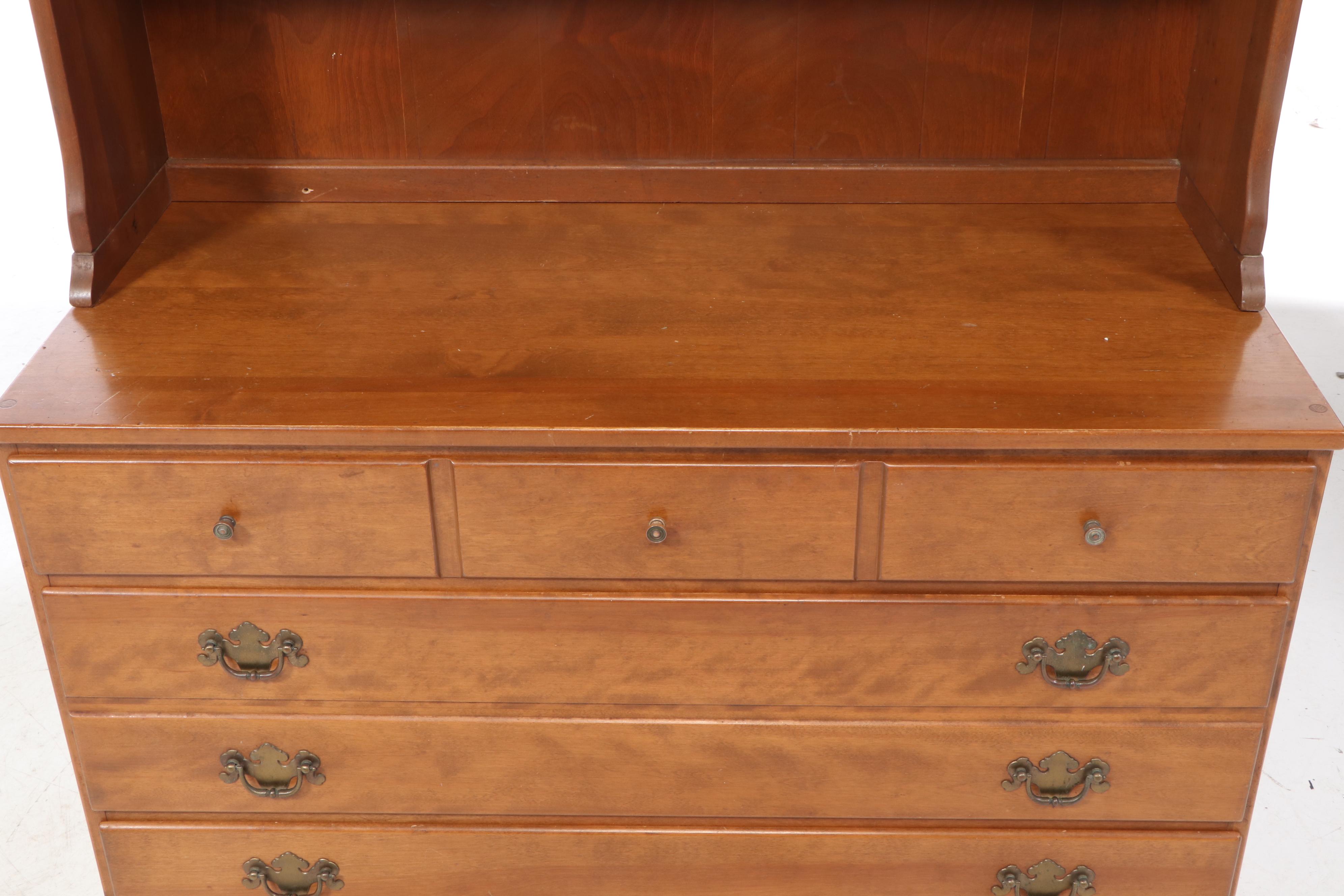 Ethan Allen Federal Style Maple and Birch Bookcase-on-Chest, Late 20th ...