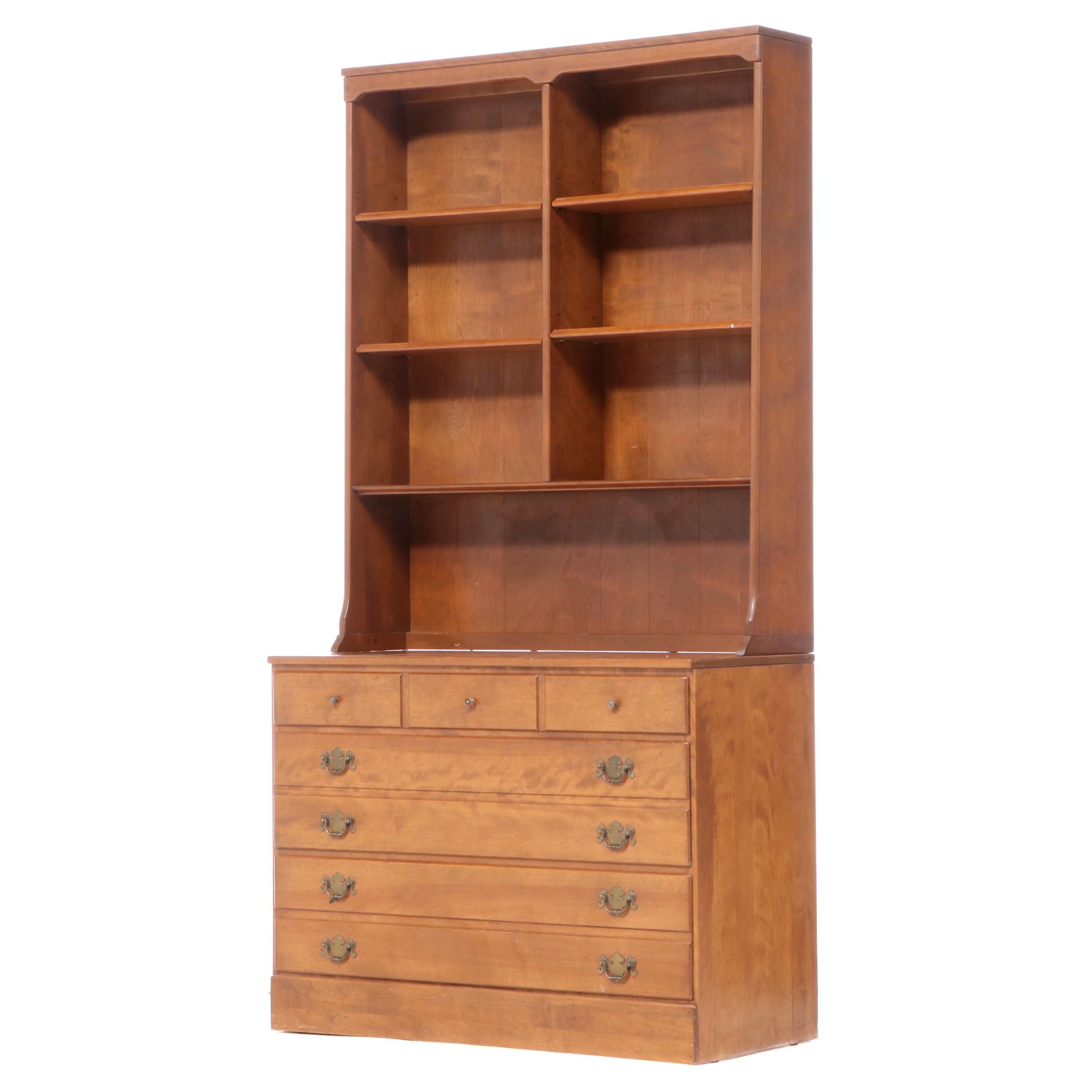 Ethan Allen Federal Style Maple and Birch Bookcase-on-Chest, Late 20th ...