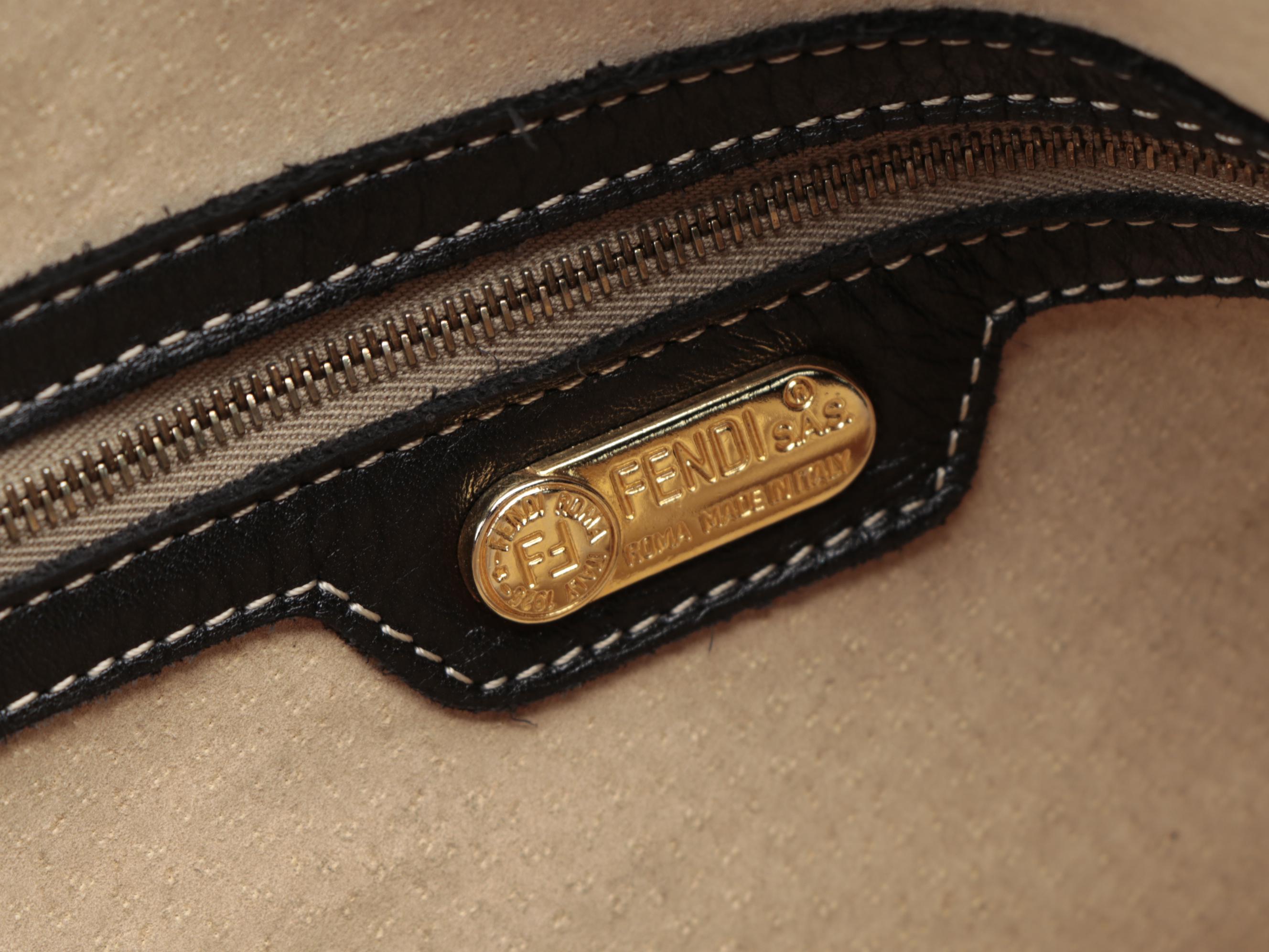 Fendi Two-Way Domed Satchel Bag in Black Leather with Contrast ...