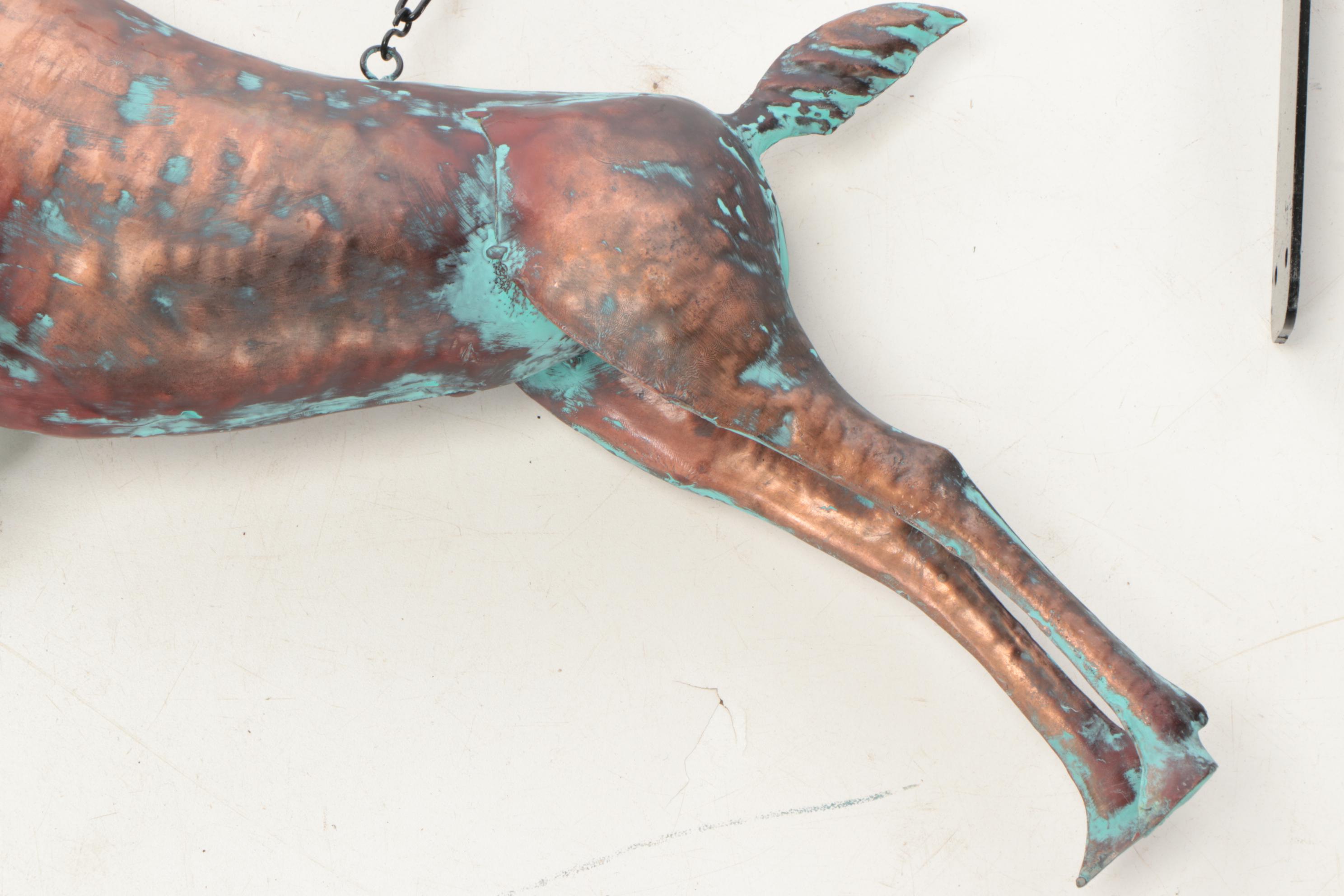 Patinated Copper Deer Wall Hanging Decor with Bracket | EBTH