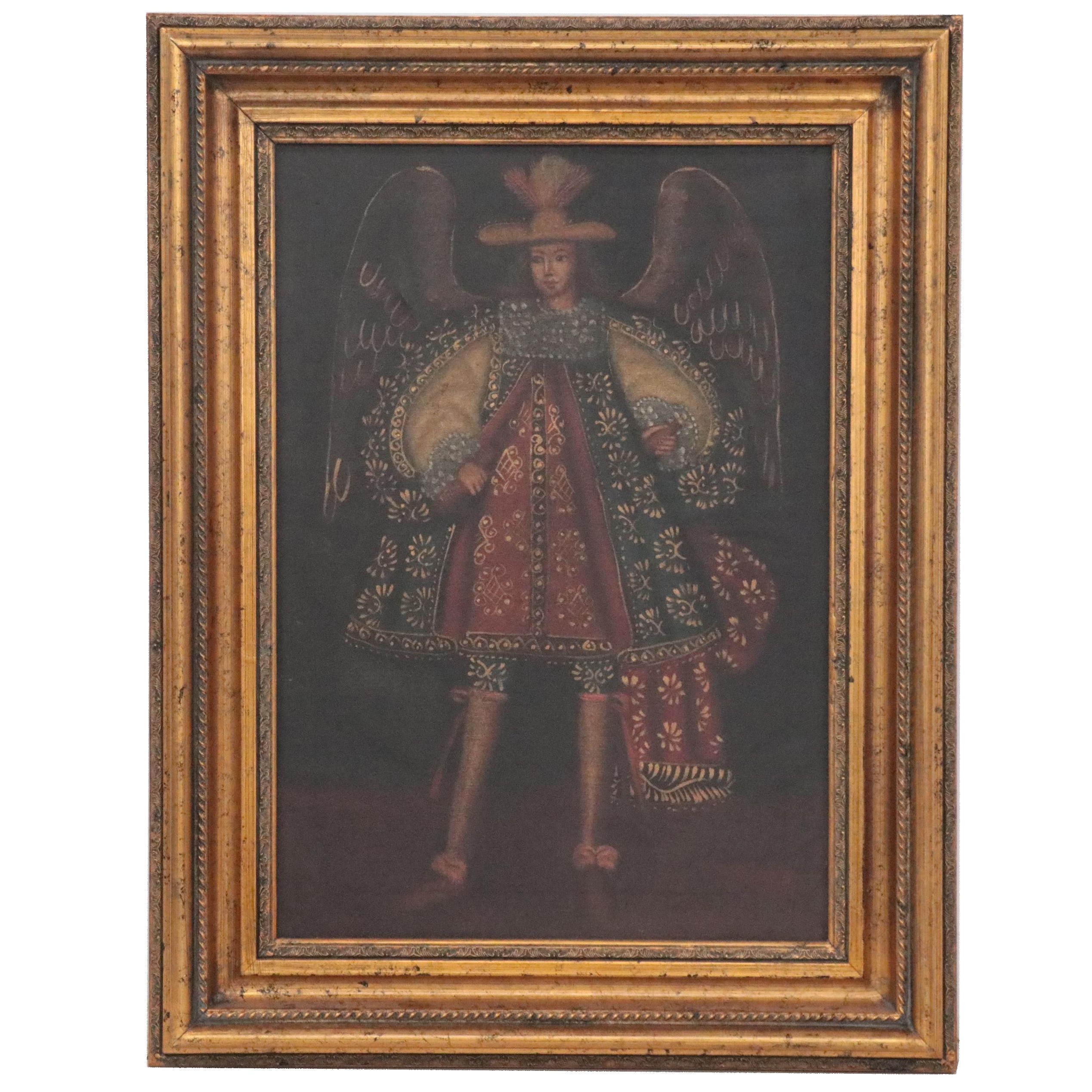 Cuzco School Style Oil Painting of Archangel Raphael | EBTH