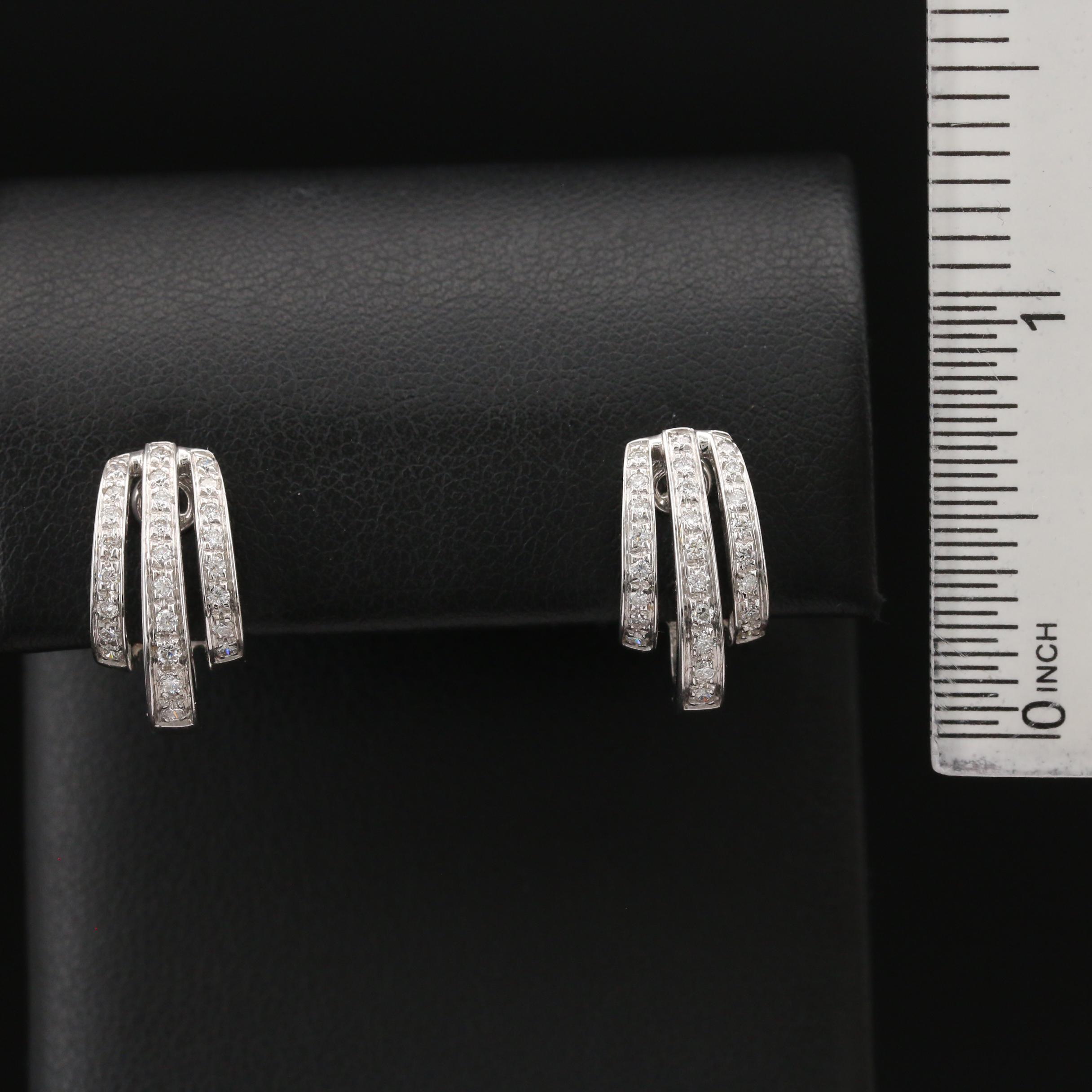 18K Diamond Multi-Row J Hoop Earrings | EBTH