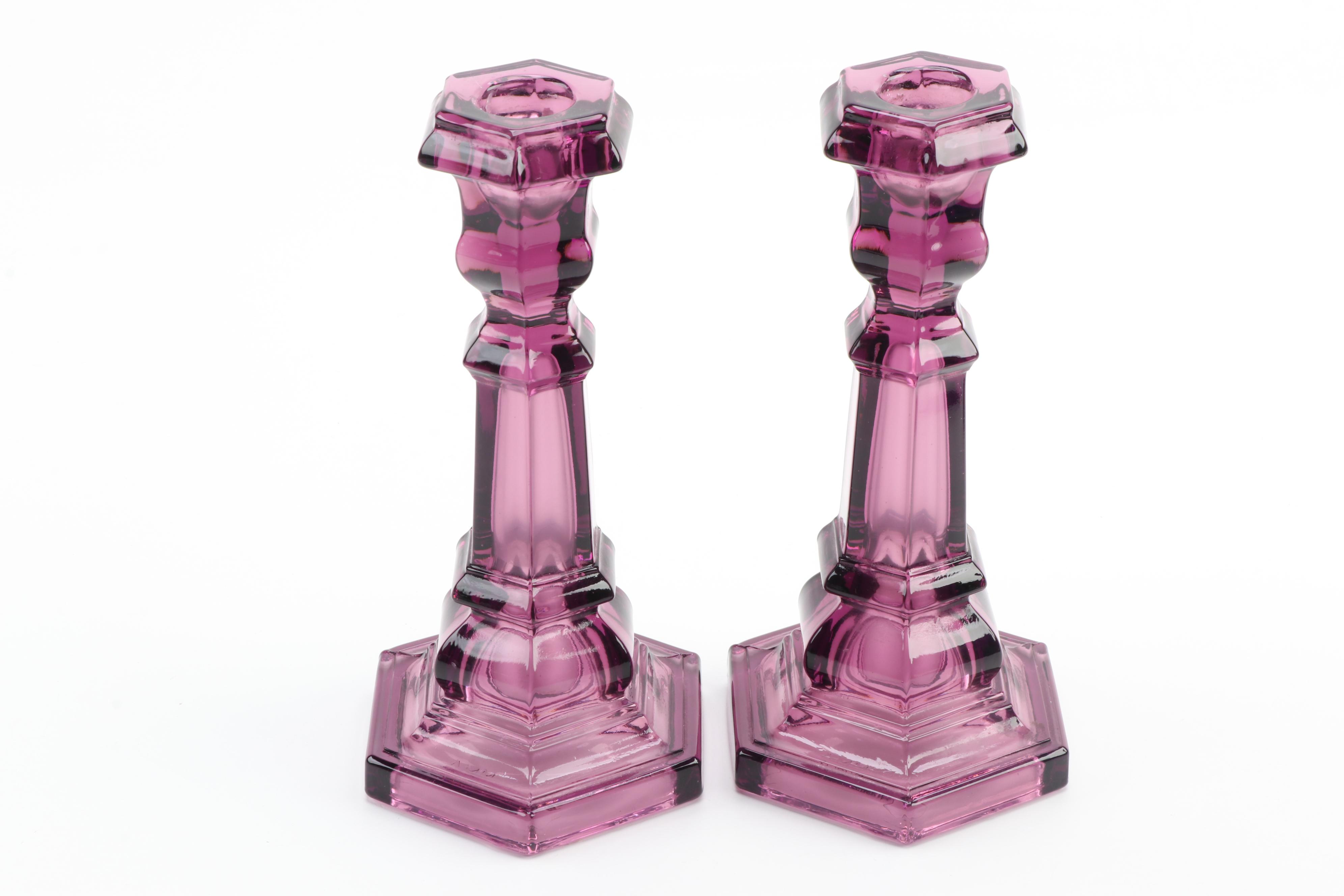 Museum of Modern Art Amethyst and Cobalt Glass Candlesticks ...
