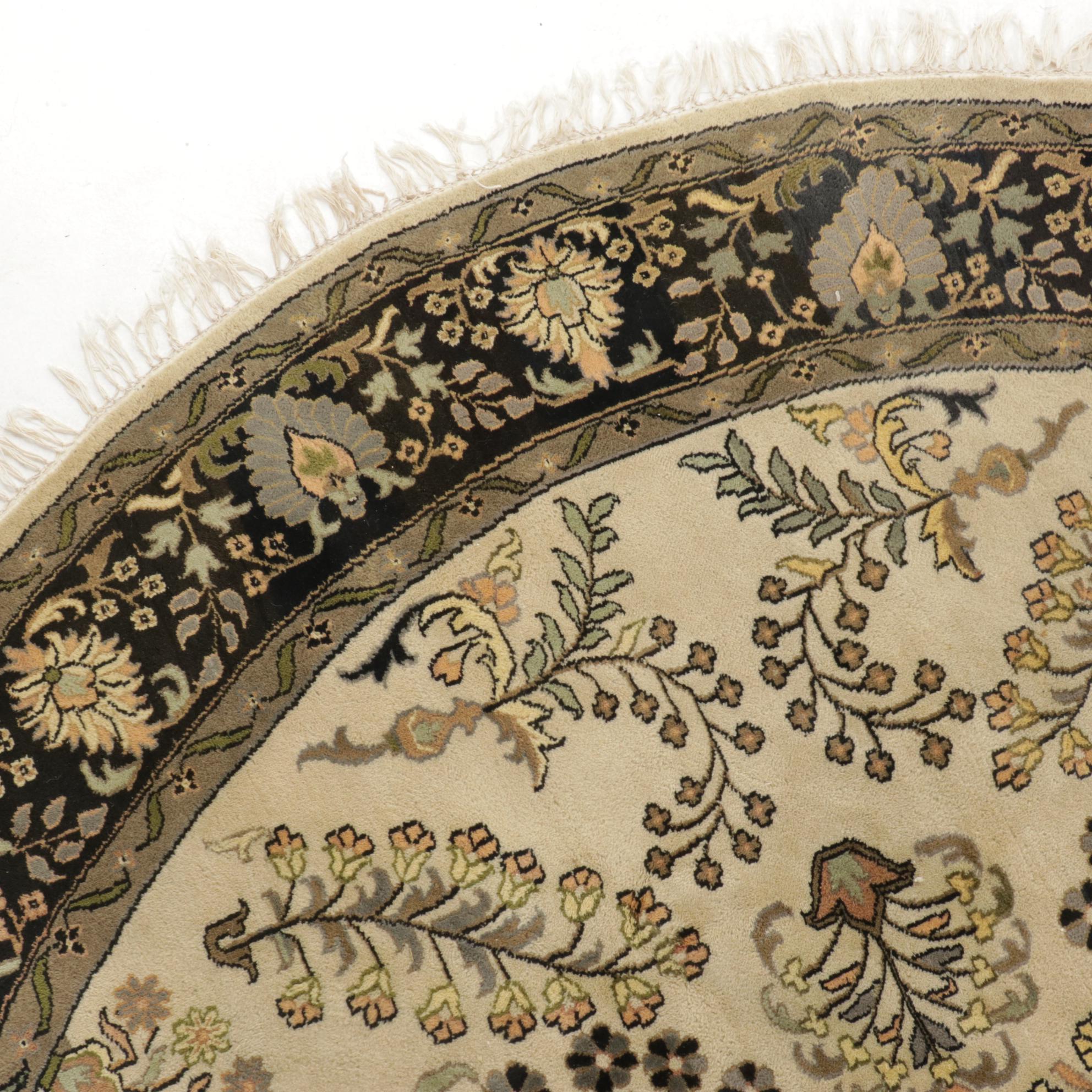 10' Round Hand-Knotted Indian Mahal Area Rug | EBTH