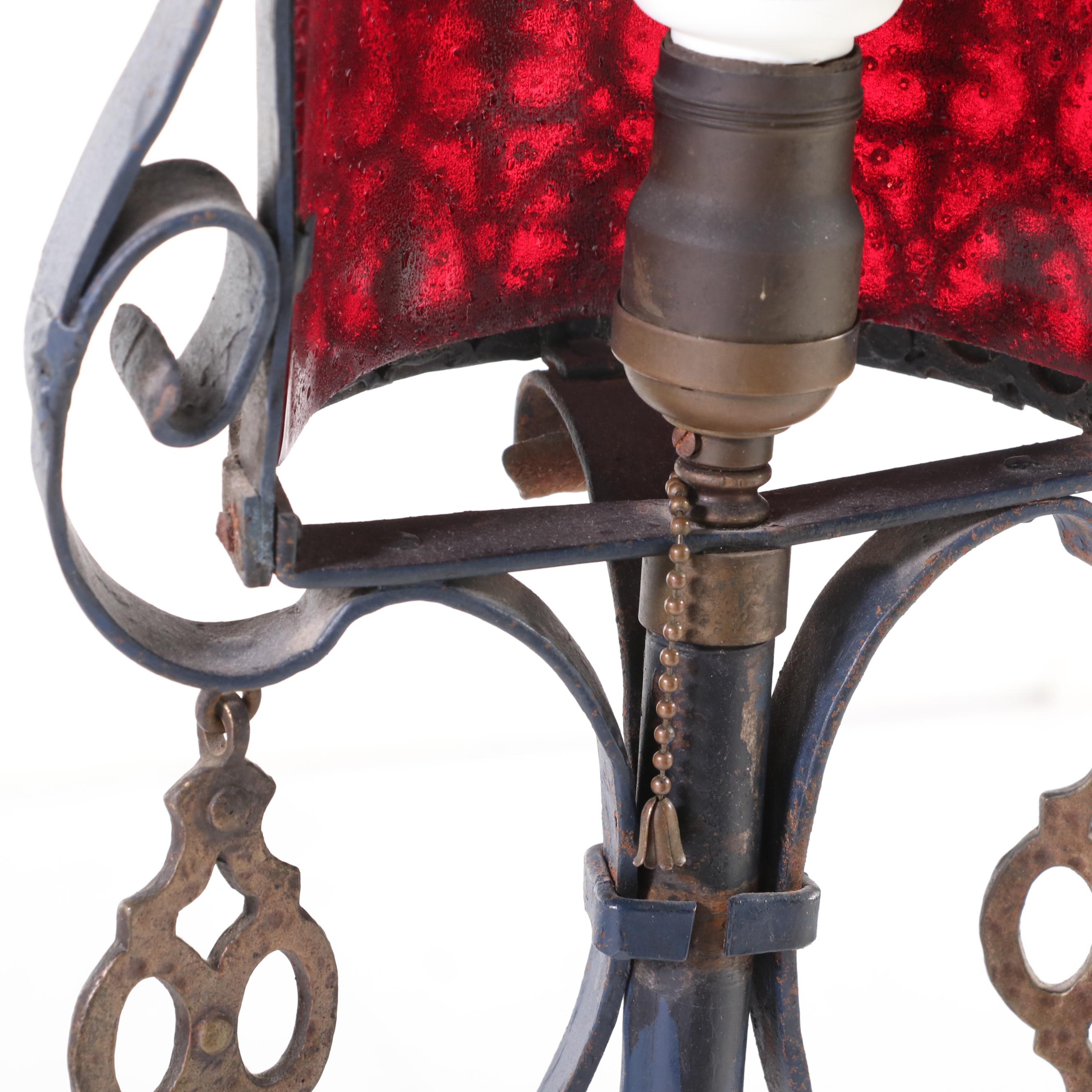 Painted and Parcel-Gilt Iron Funeral Parlor Floor Lamp, Early 20th ...