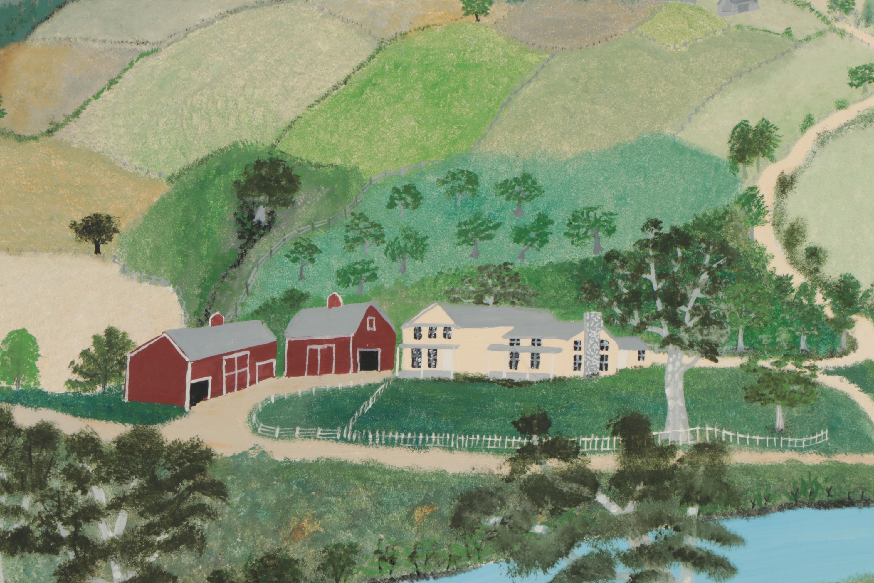 Grandma Moses Folk Tempera Painting "The Sycamore Farm," 1944 | EBTH