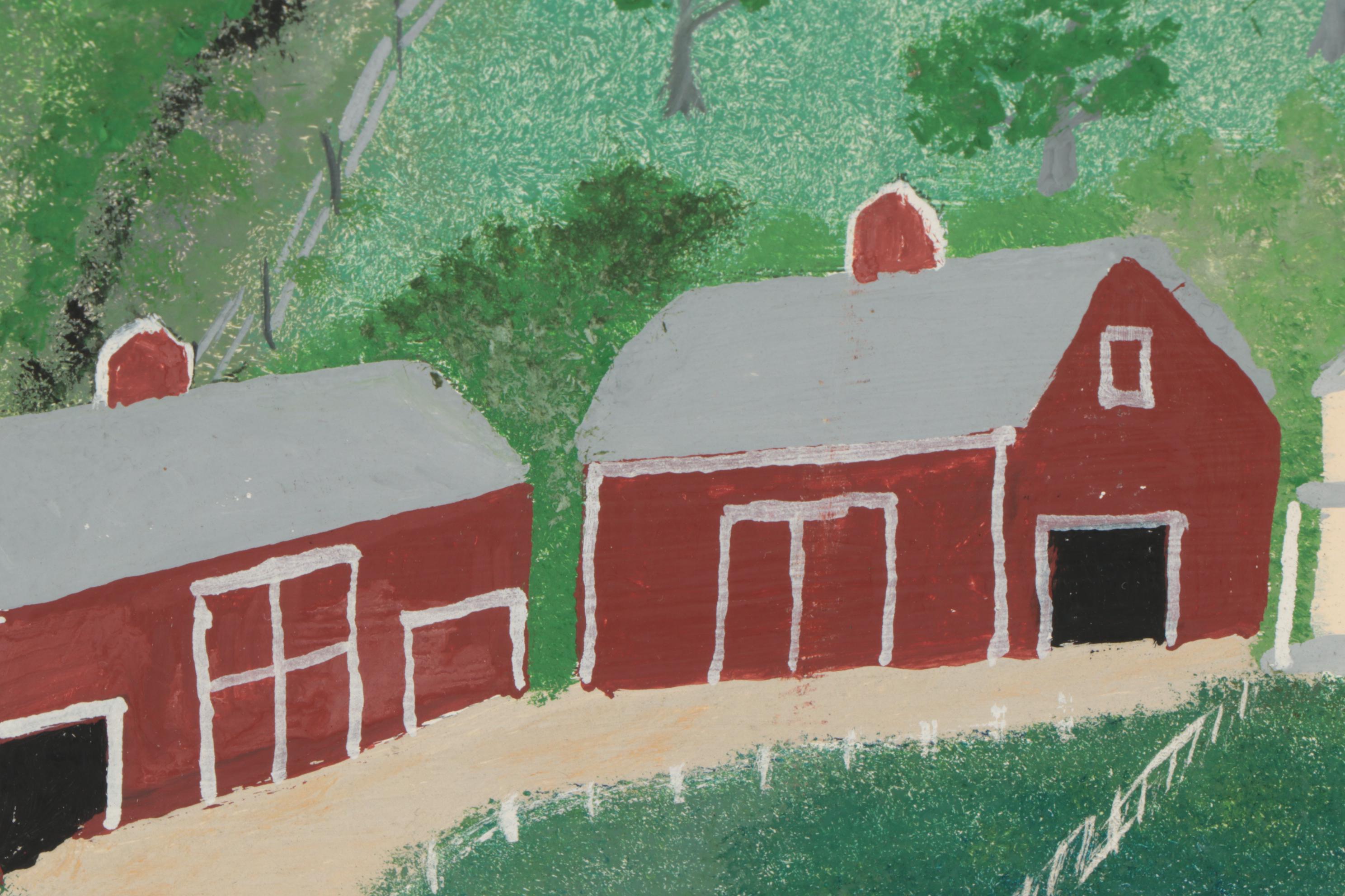 Grandma Moses Folk Tempera Painting "The Sycamore Farm," 1944 | EBTH