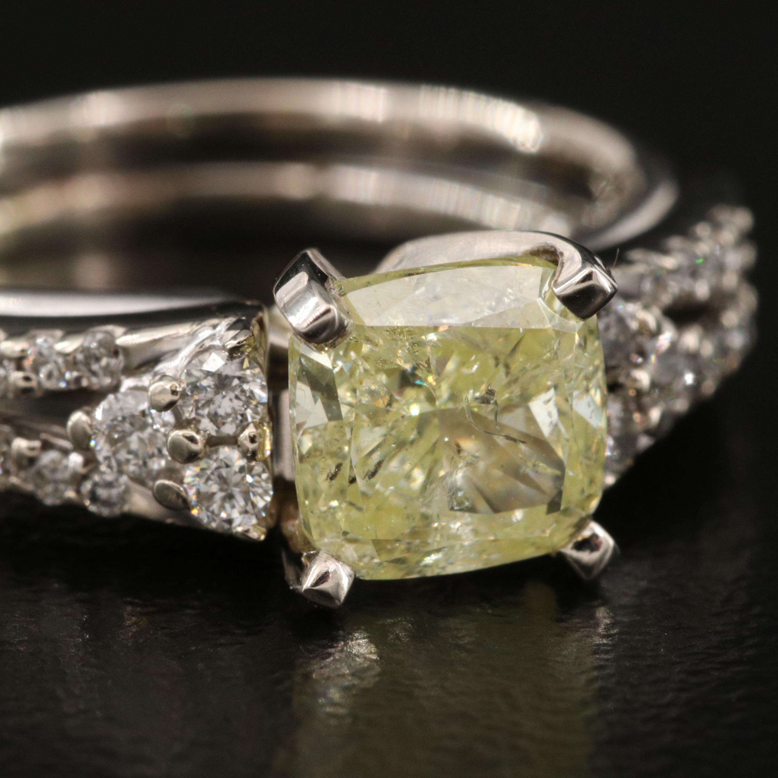 14K 2.11 CTW Colored Diamond Ring Set with GIA Colored Grading Report ...