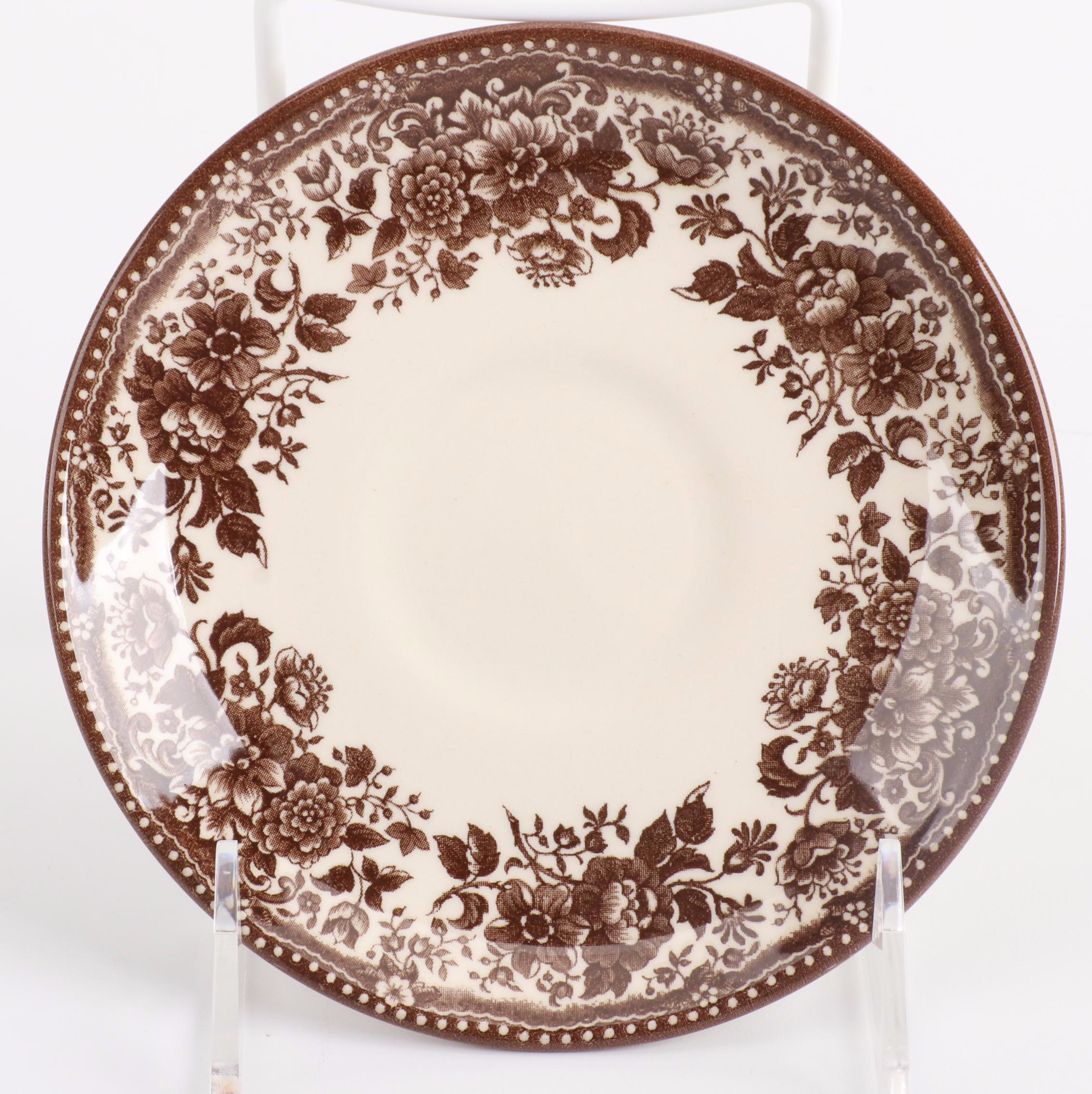 Claytan Tableware Brown Floral Motif Dinnerware Set | EBTH