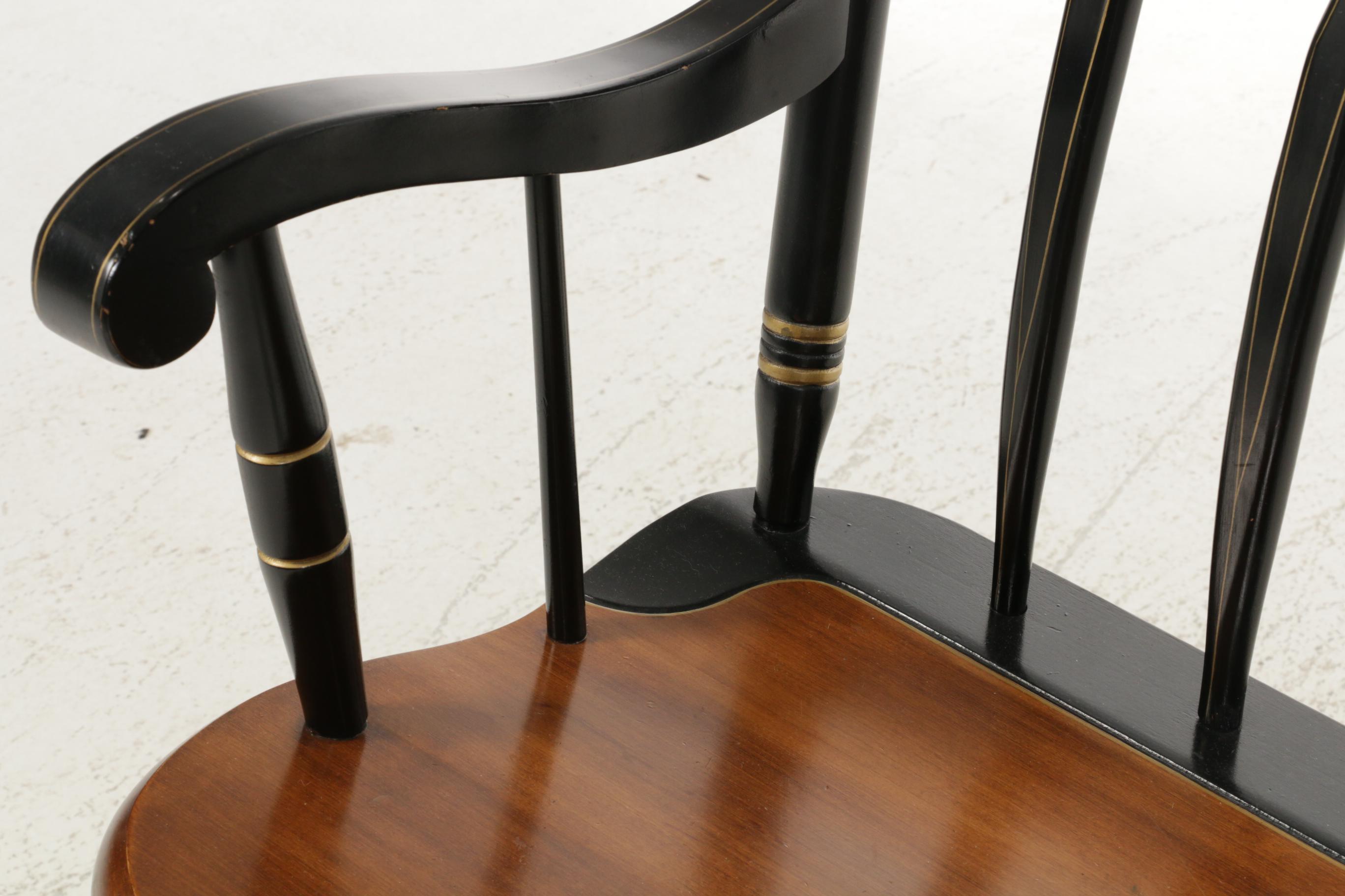 Ethan Allen Stencil-Painted, Ebonized and Parcel-Gilt Maple Arrow-Back ...