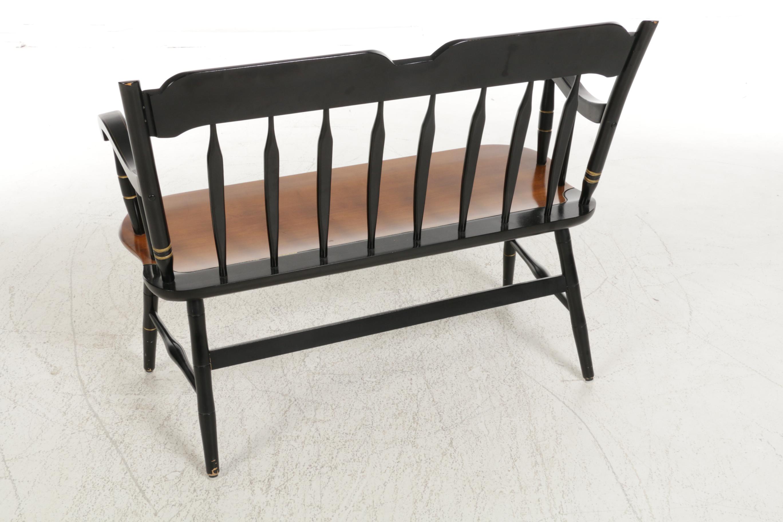 Ethan Allen Stencil-Painted, Ebonized and Parcel-Gilt Maple Arrow-Back ...