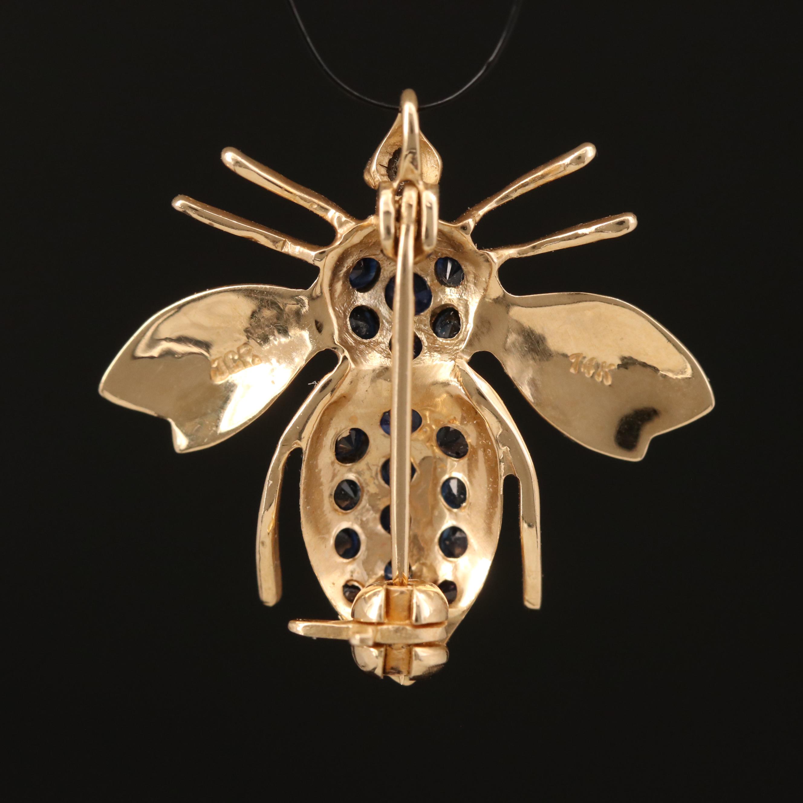 Vintage John C Rinker 14K Sapphire Fly Converter Brooch | EBTH