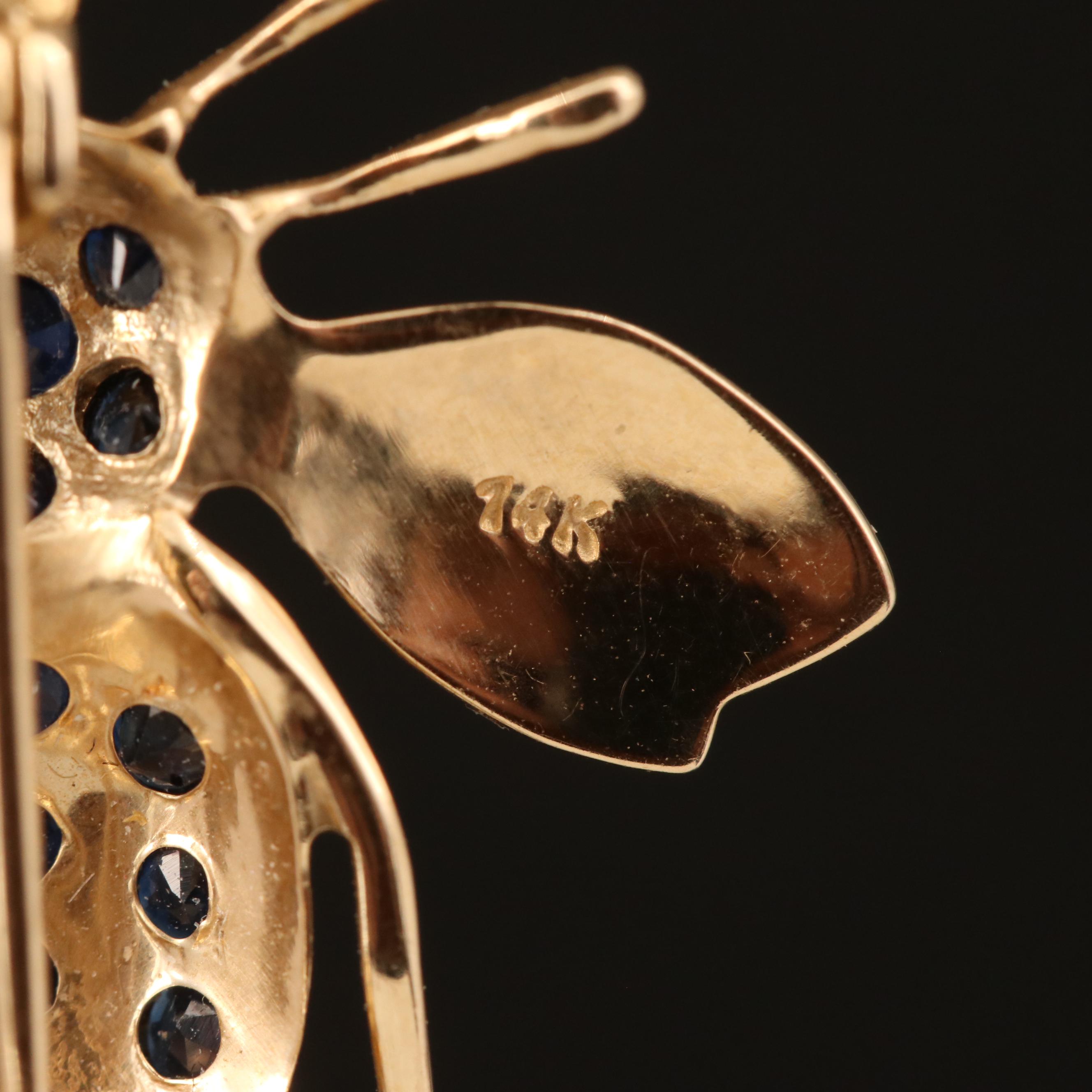 Vintage John C Rinker 14K Sapphire Fly Converter Brooch | EBTH