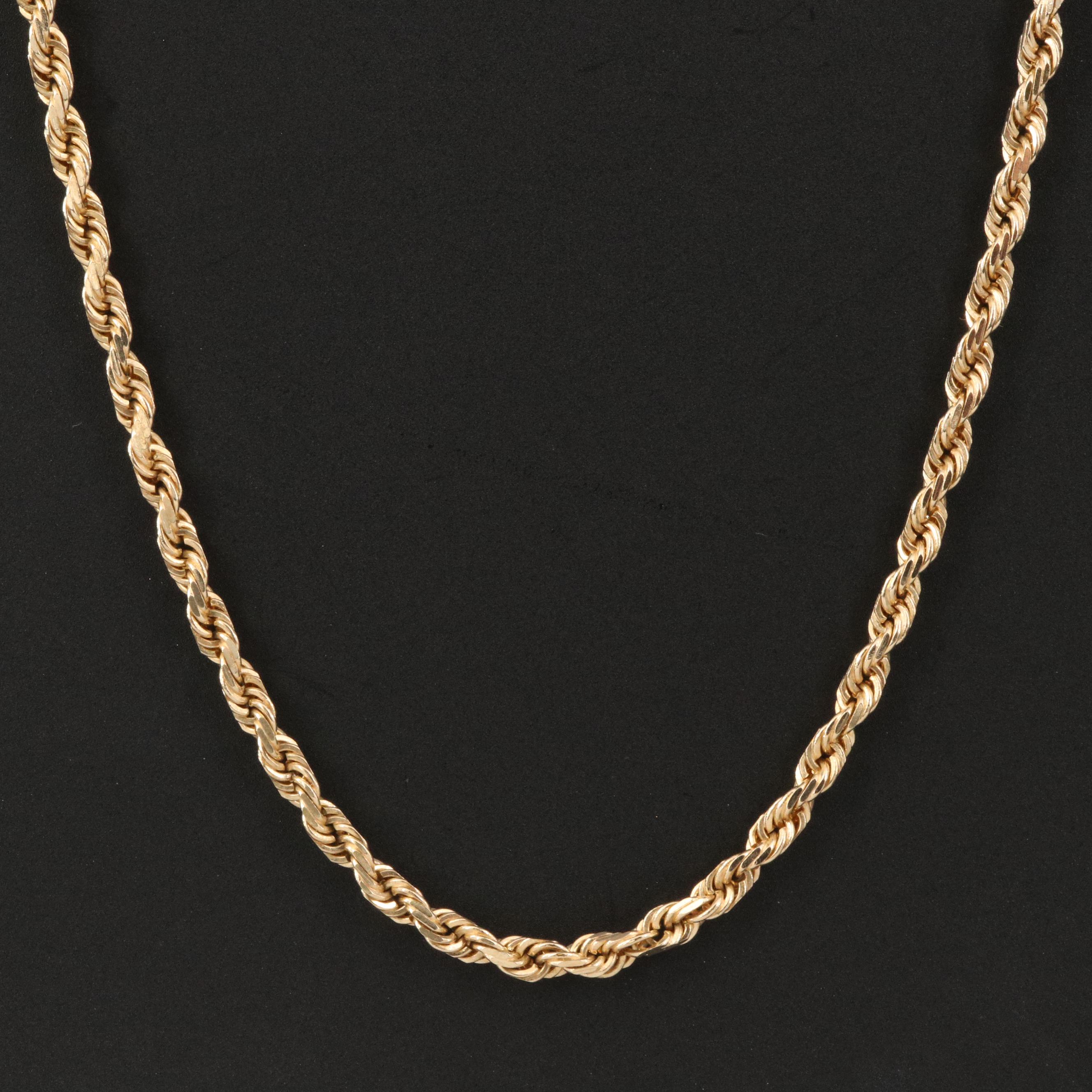 10K Rope Chain Necklace | EBTH