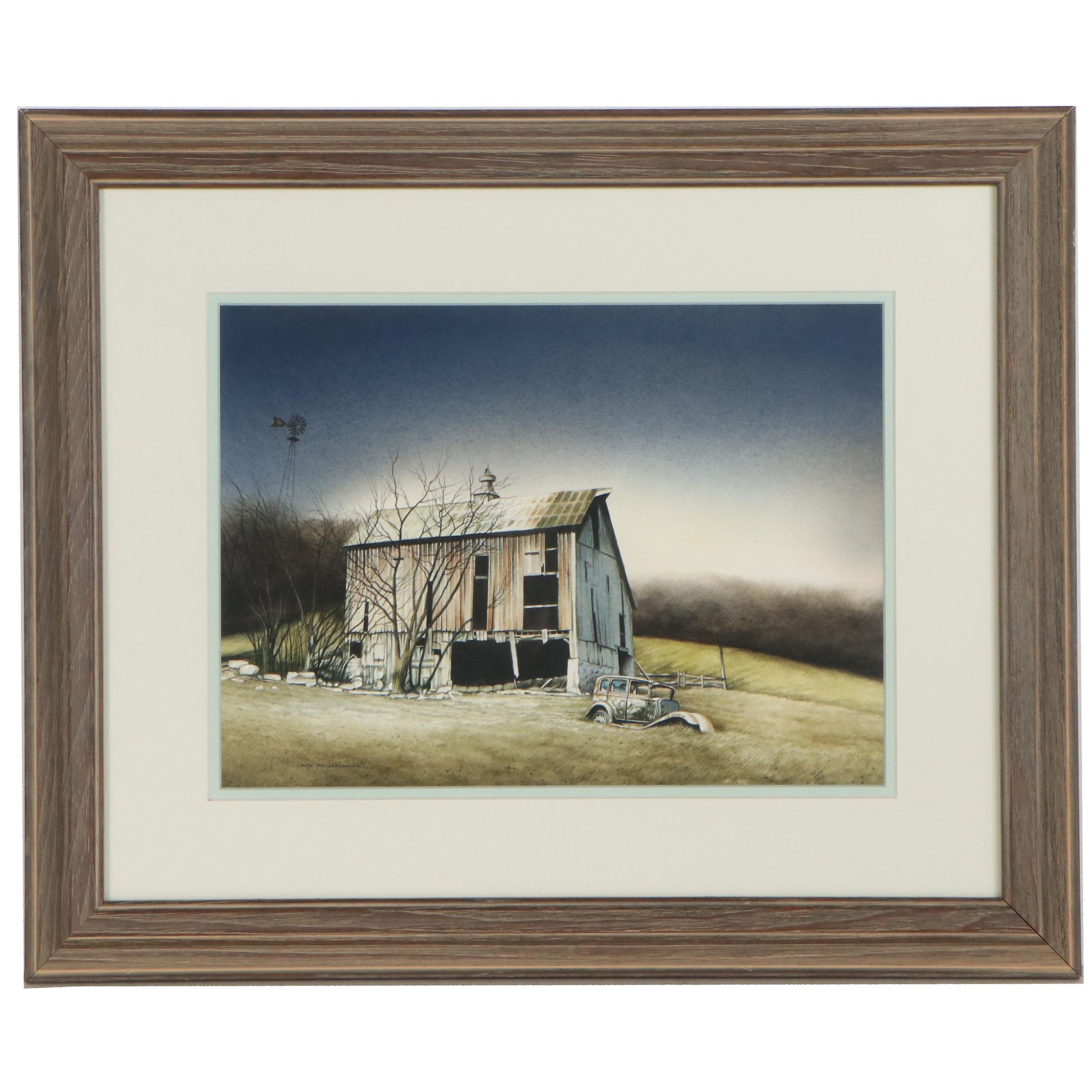 Ross Shellenberger Watercolor Painting of Dilapidated Barn, 21st ...